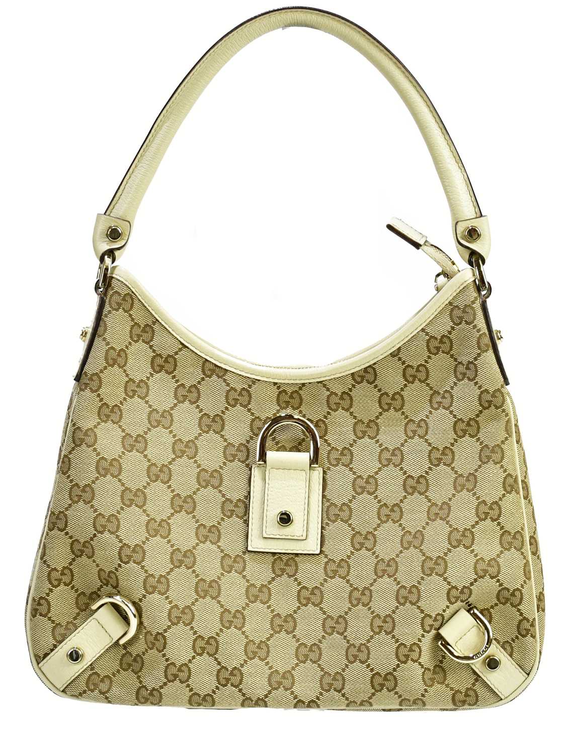 Lot 716 - GUCCI; a monogram canvas GG D-ring shoulder