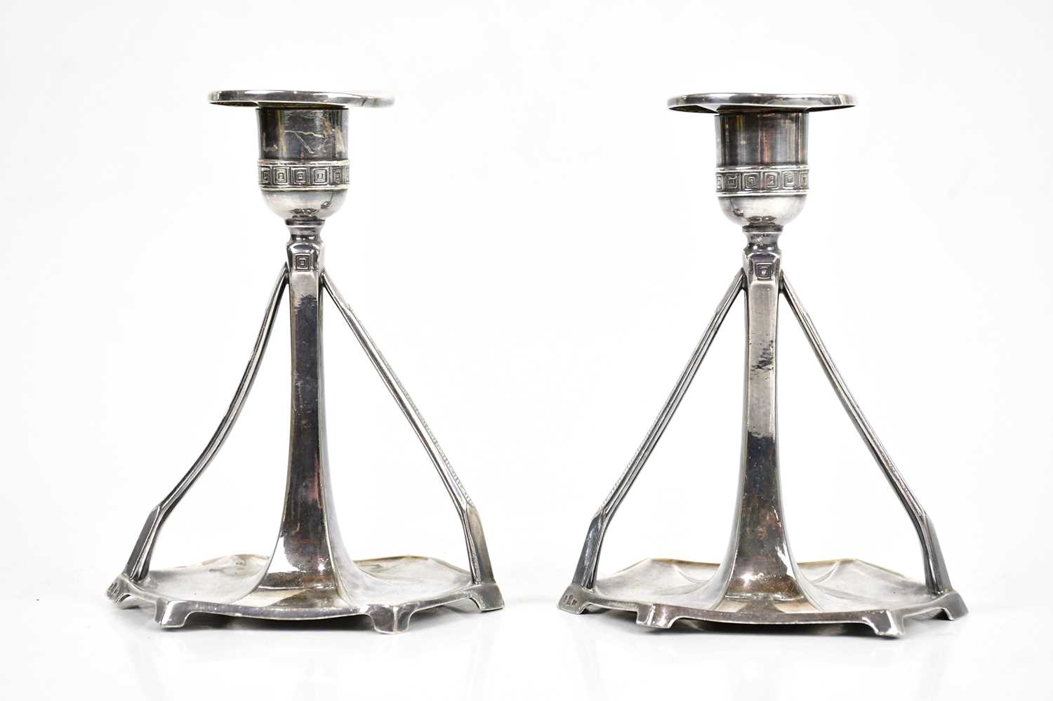 Lot 2650 - WMF; a pair of Secessionist silver plated