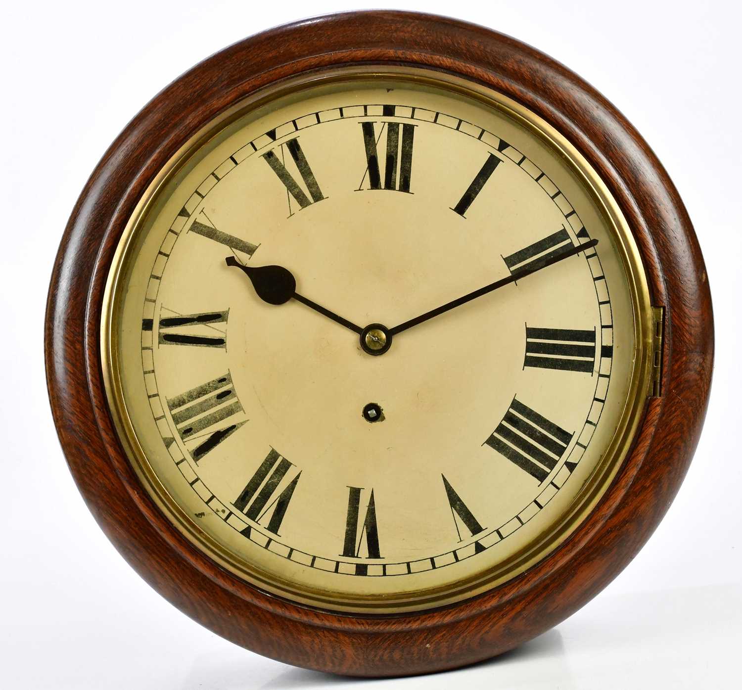 Lot 1515 - A 19th century oak wall clock, the painted