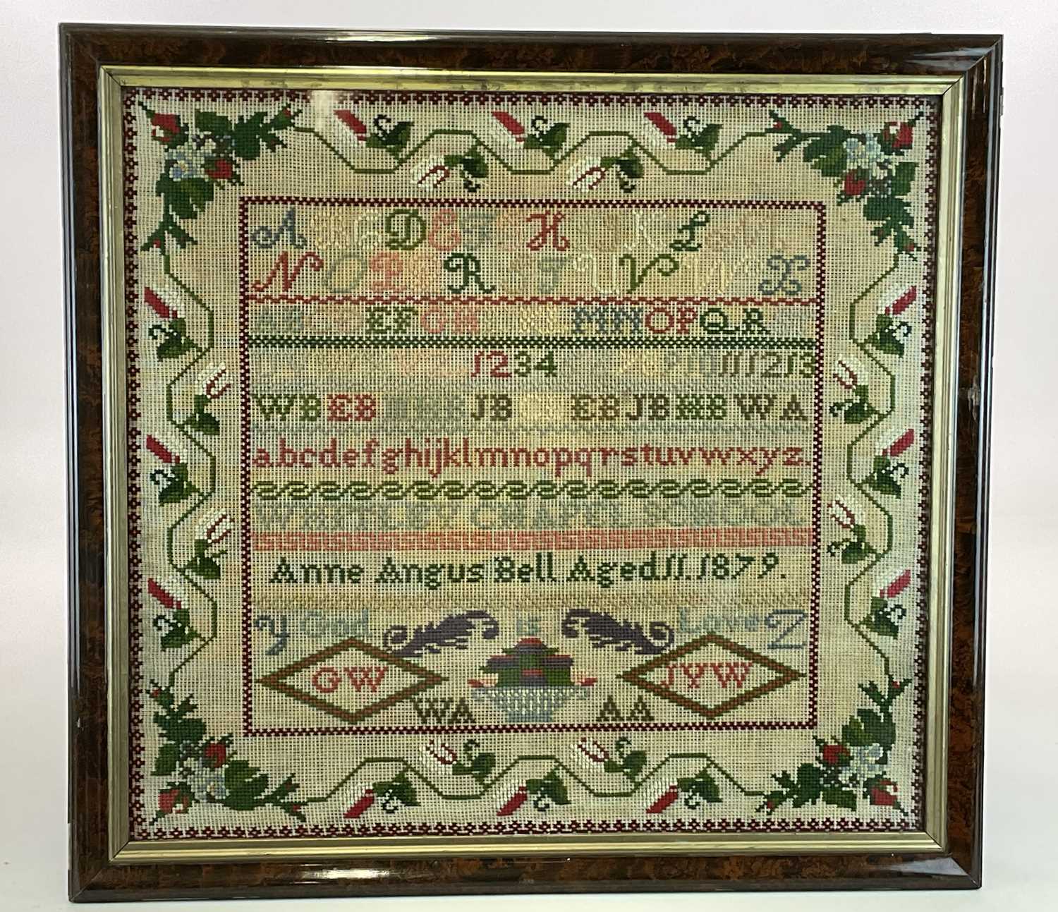 Lot 222 - A large Victorian sampler inscribed 'Anne