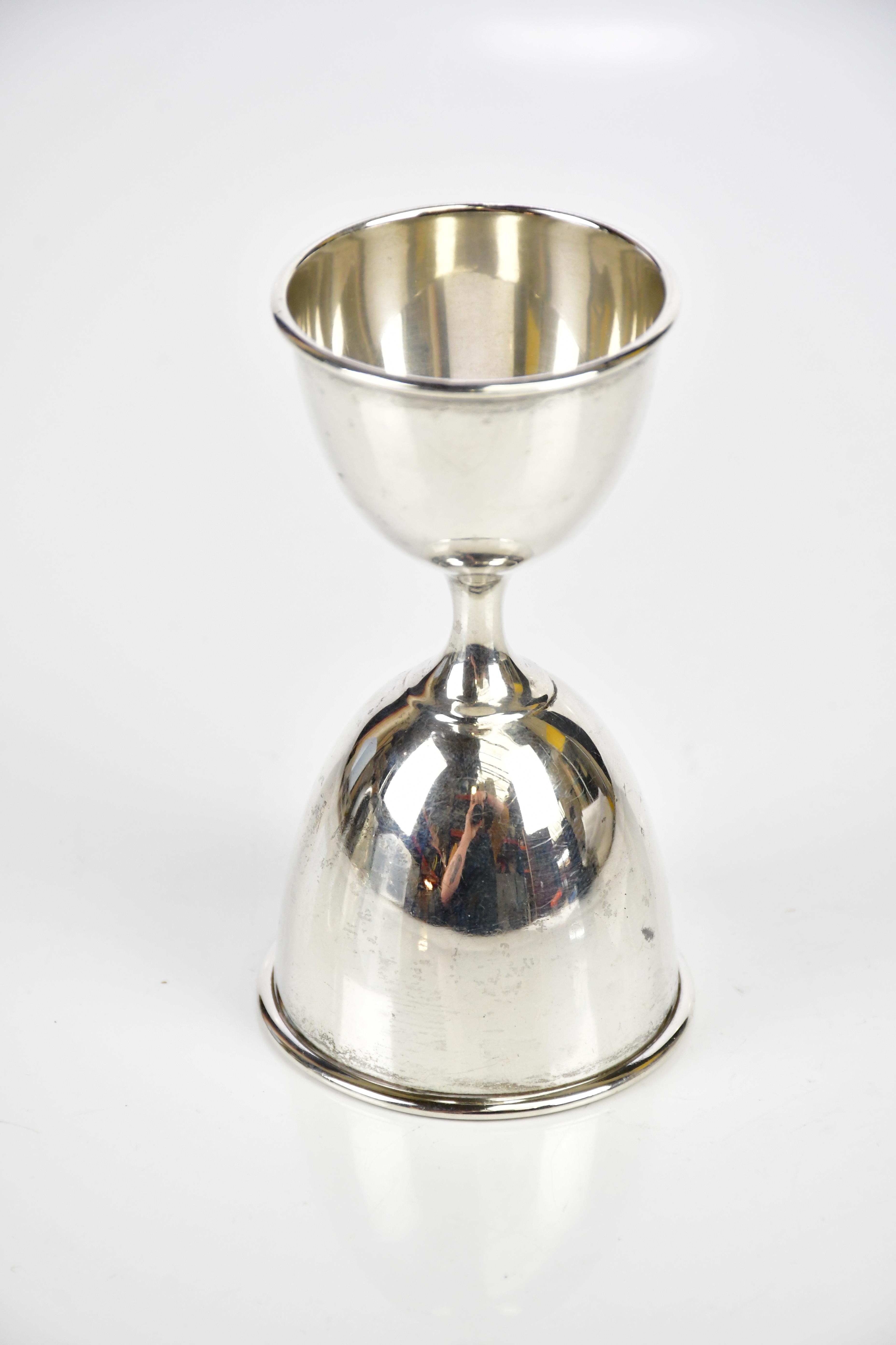 Lot 2151 - A hallmarked silver double whisky measure,