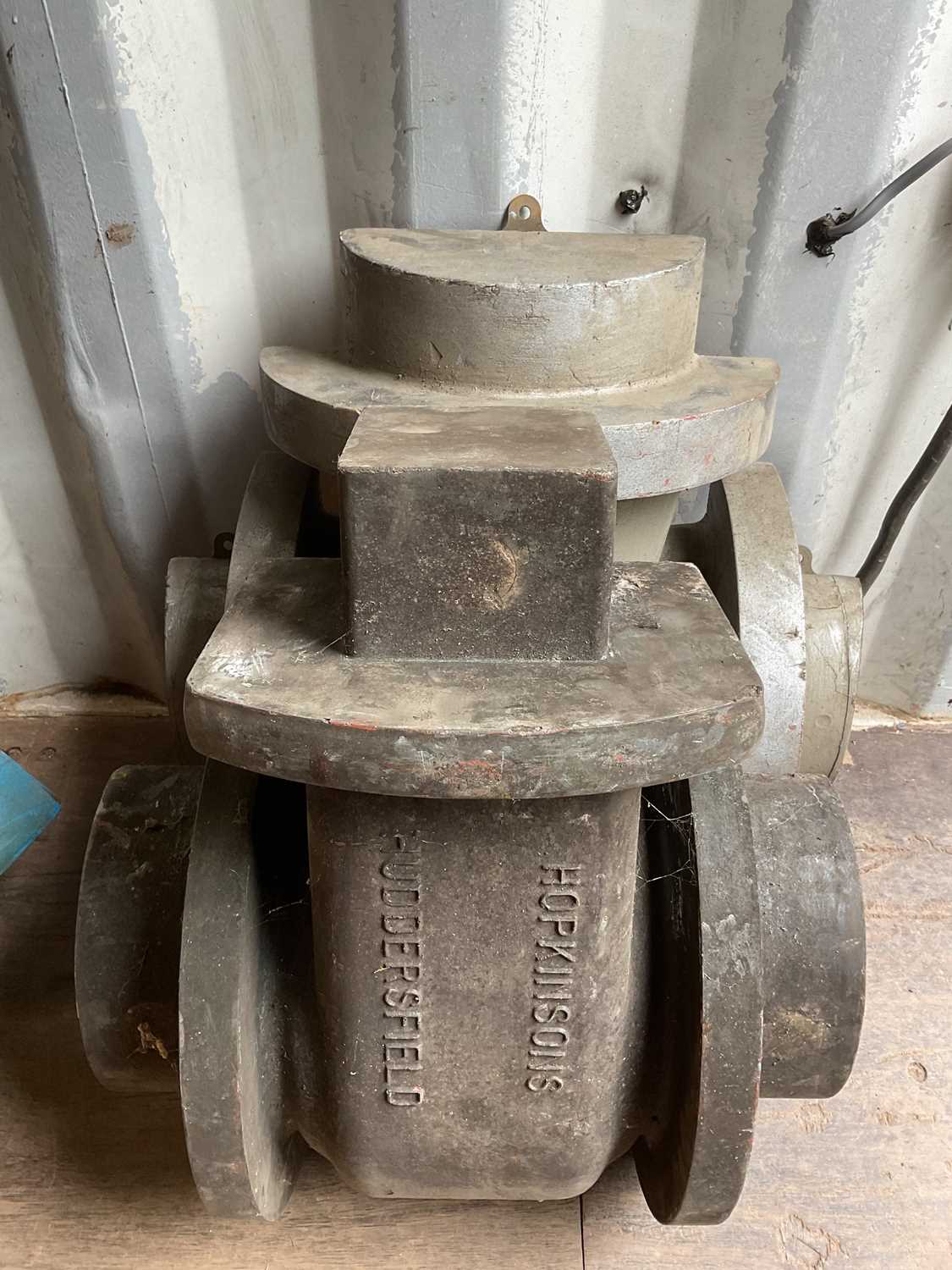 Lot 586 - Two wooden casting patterns for brass valves,