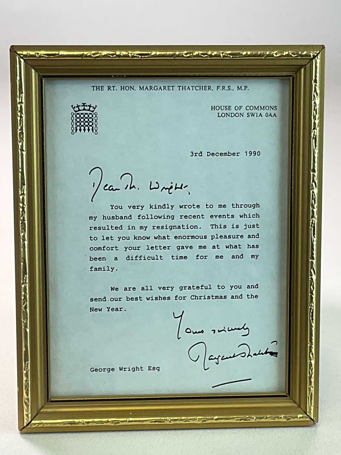 Lot 341 - MARGARET THATCHER; a signed typed letter