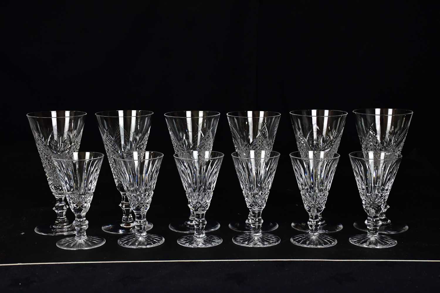 Lot 2621 - WATERFORD; six cut glass conical glasses,