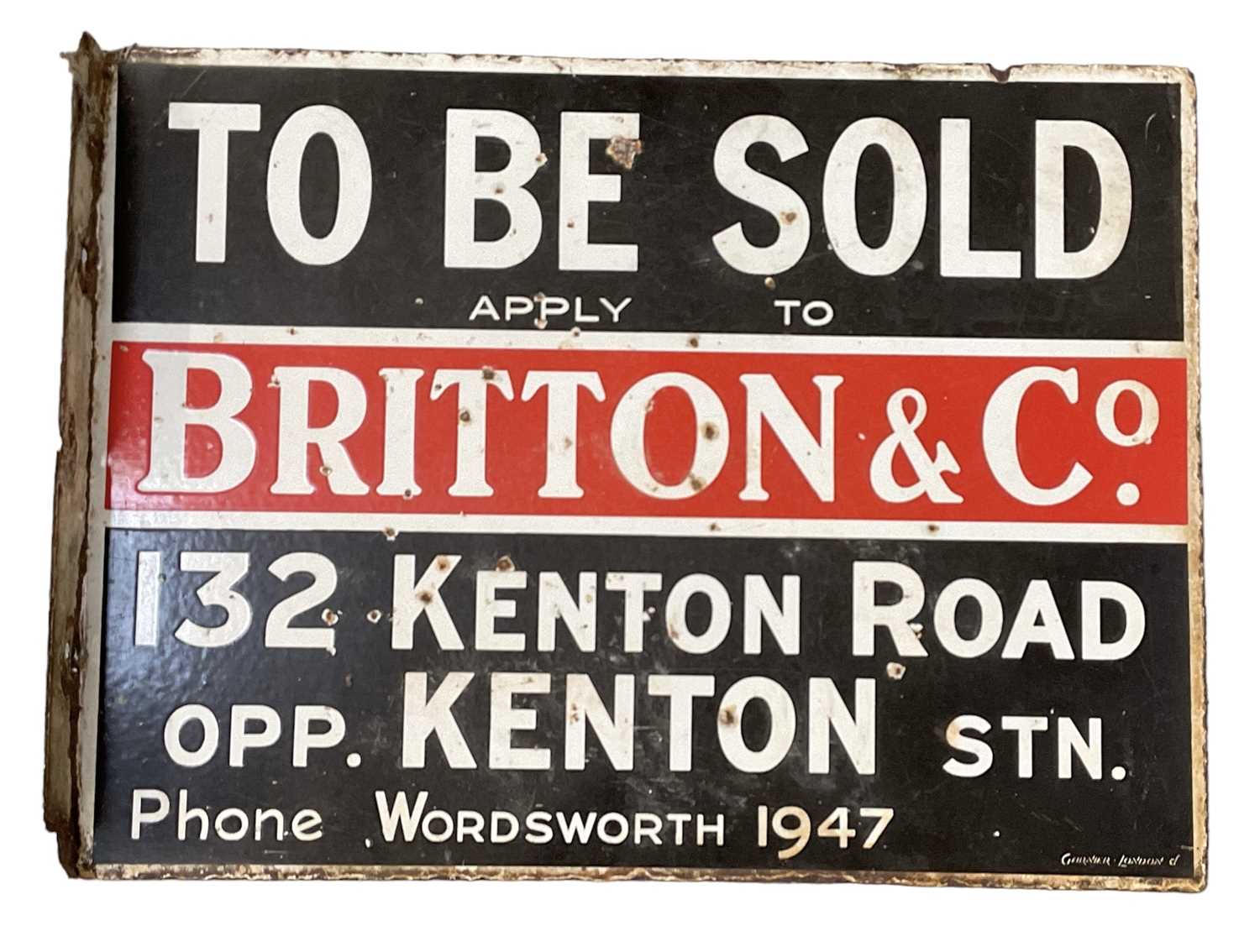 Lot 354 - A Britton & Co vintage tin enamelled sign