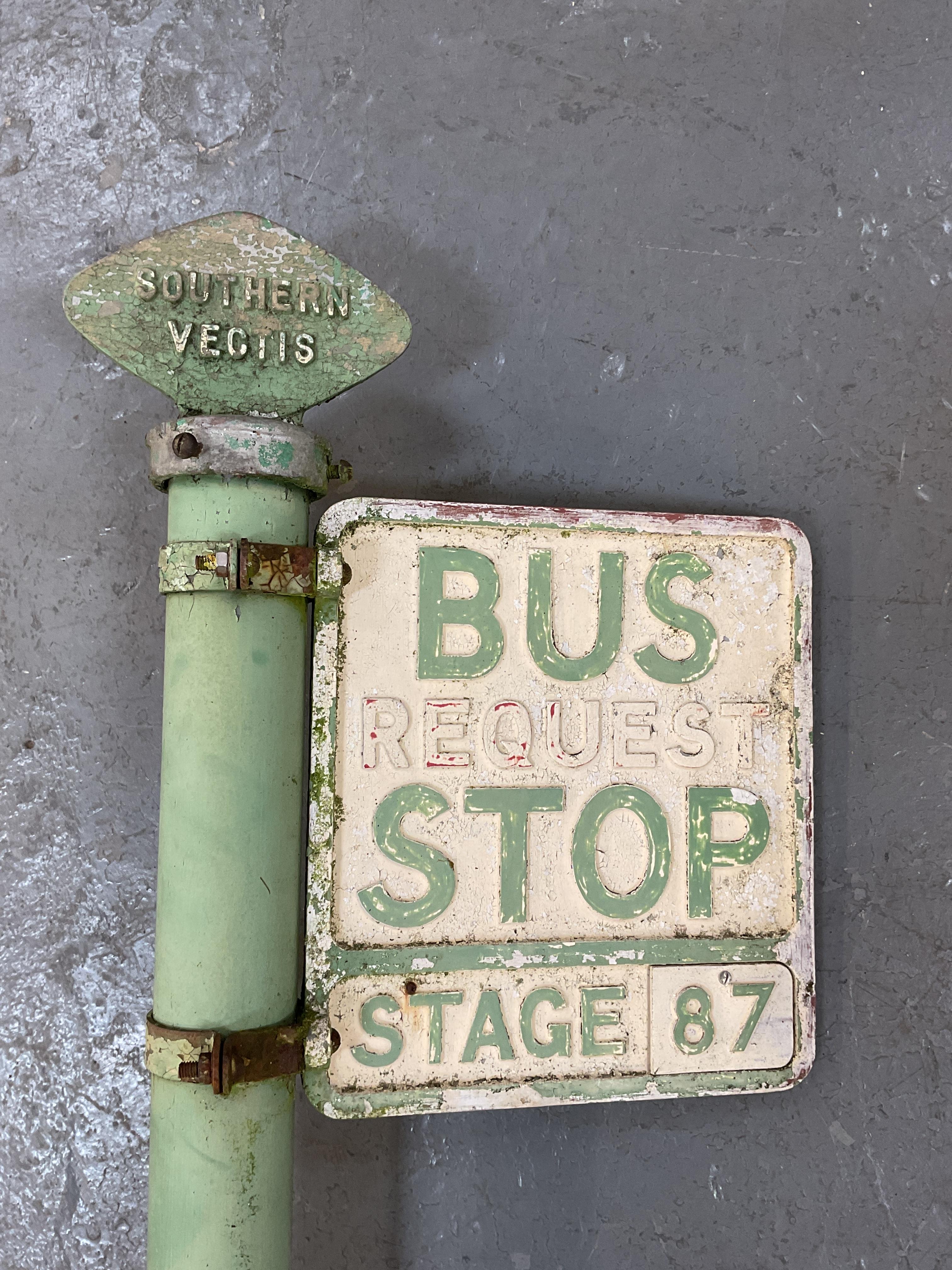 Lot 293 - A Southern Vectis bus stop sign 'Bus Request