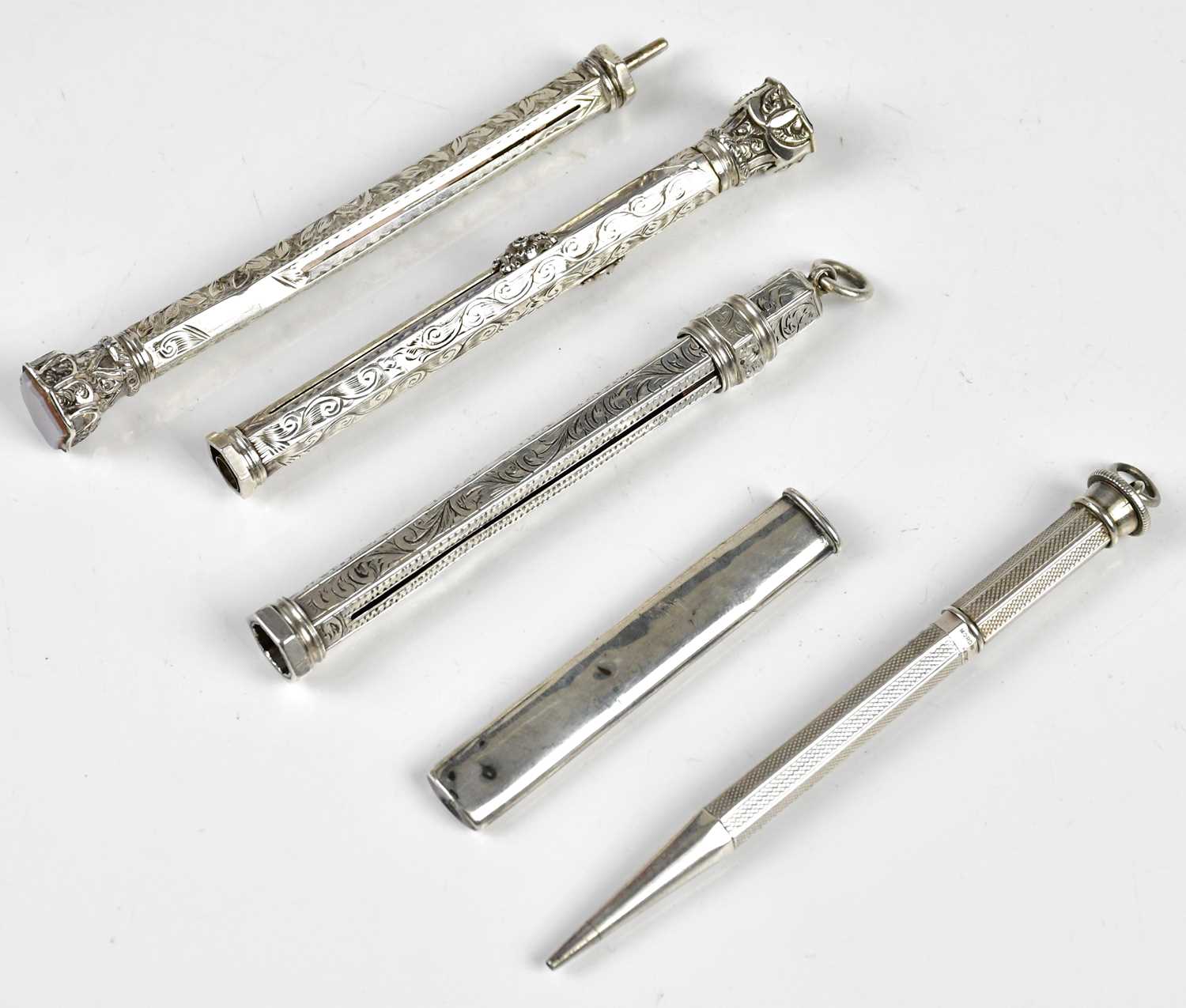 Lot 1379 - Two Victorian propelling fountain pens and