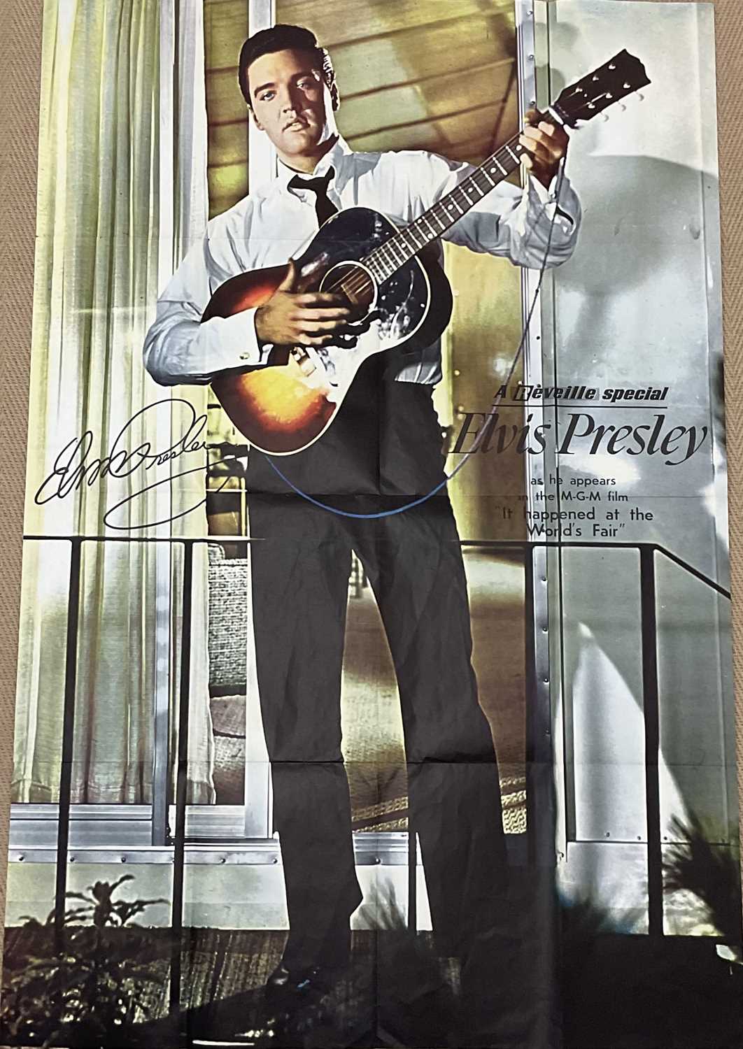 Lot 1865 - ELVIS PRESLEY; a large colour printed