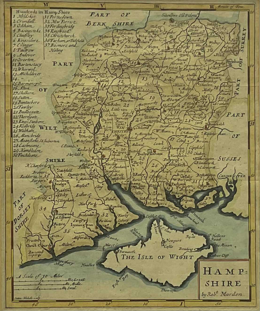 Lot 1447 - ROBERT MORDEN (1650-1703), 'Hampshire, with