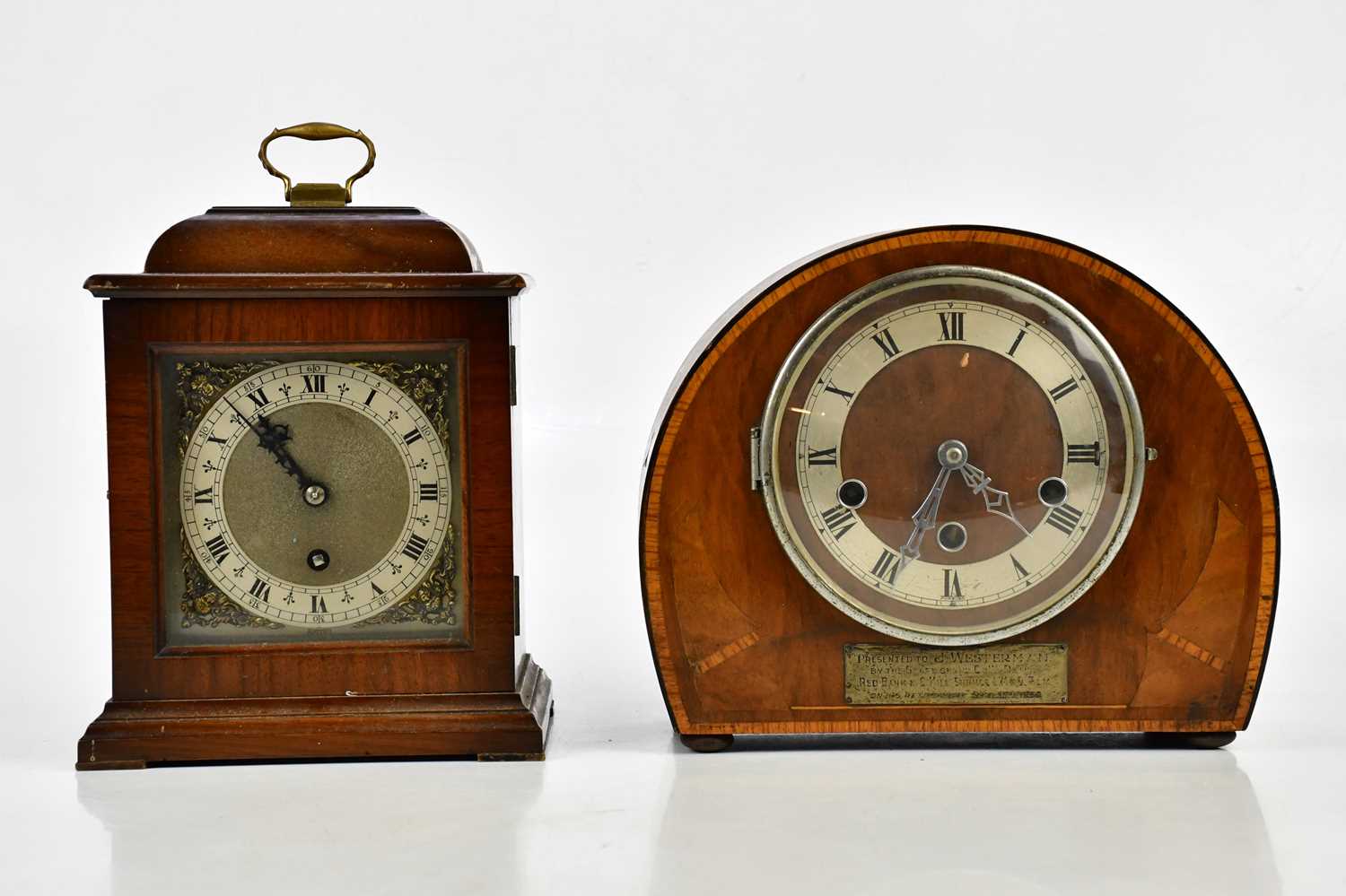Lot 380 - An Elliot type walnut bracket clock, the