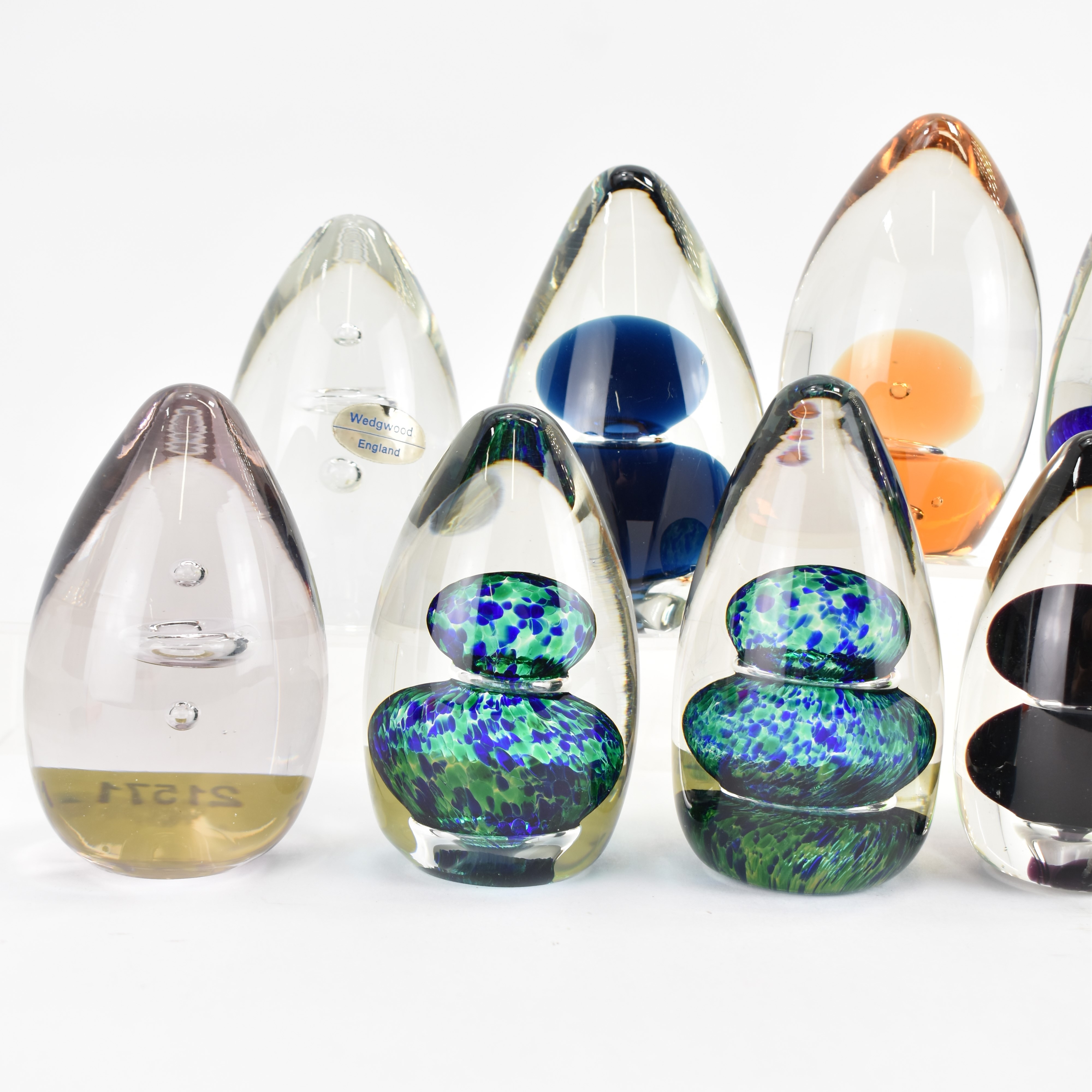 Lot 364 - Ten cone-shaped glass paperweights, various