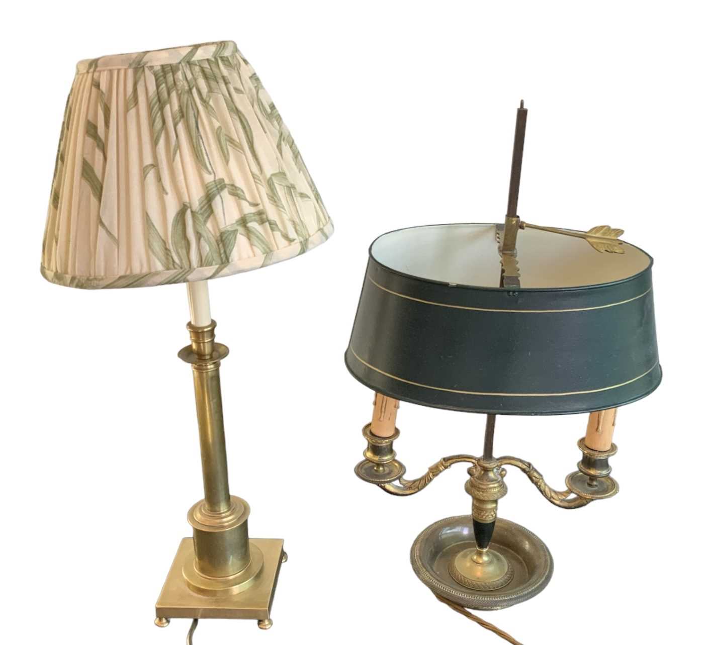 Lot 110 - A brass extendable table lamp, height to top