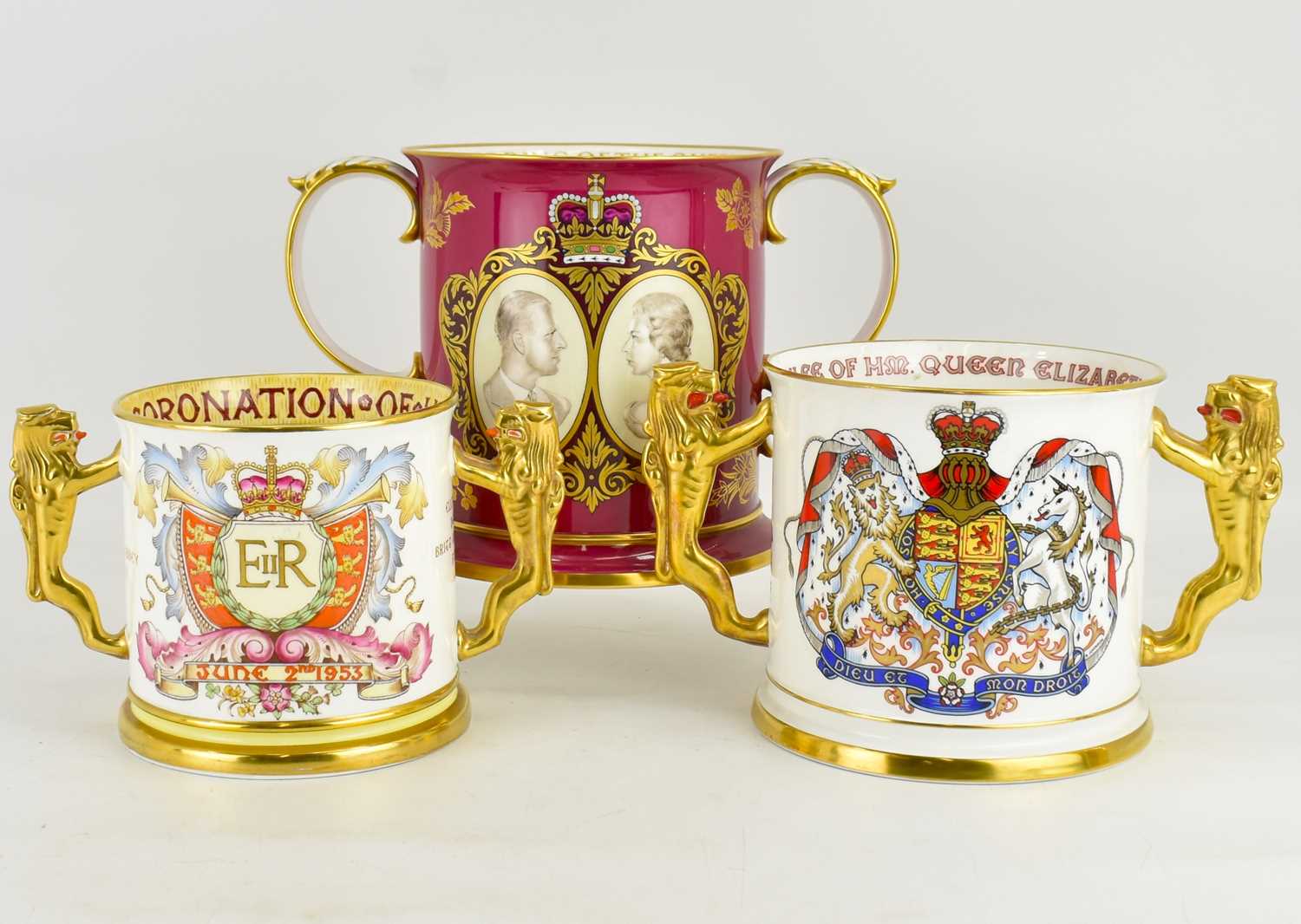 Lot 233 - Three large Elizabeth II loving cups