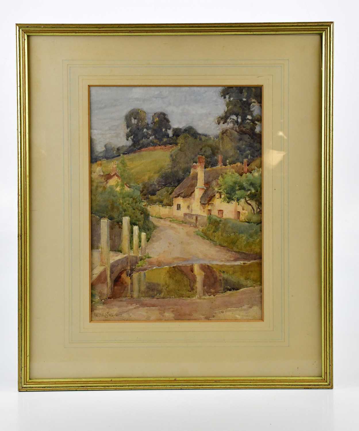 Lot 1826 - HAROLD SWANWICK; watercolour, cottage scene,