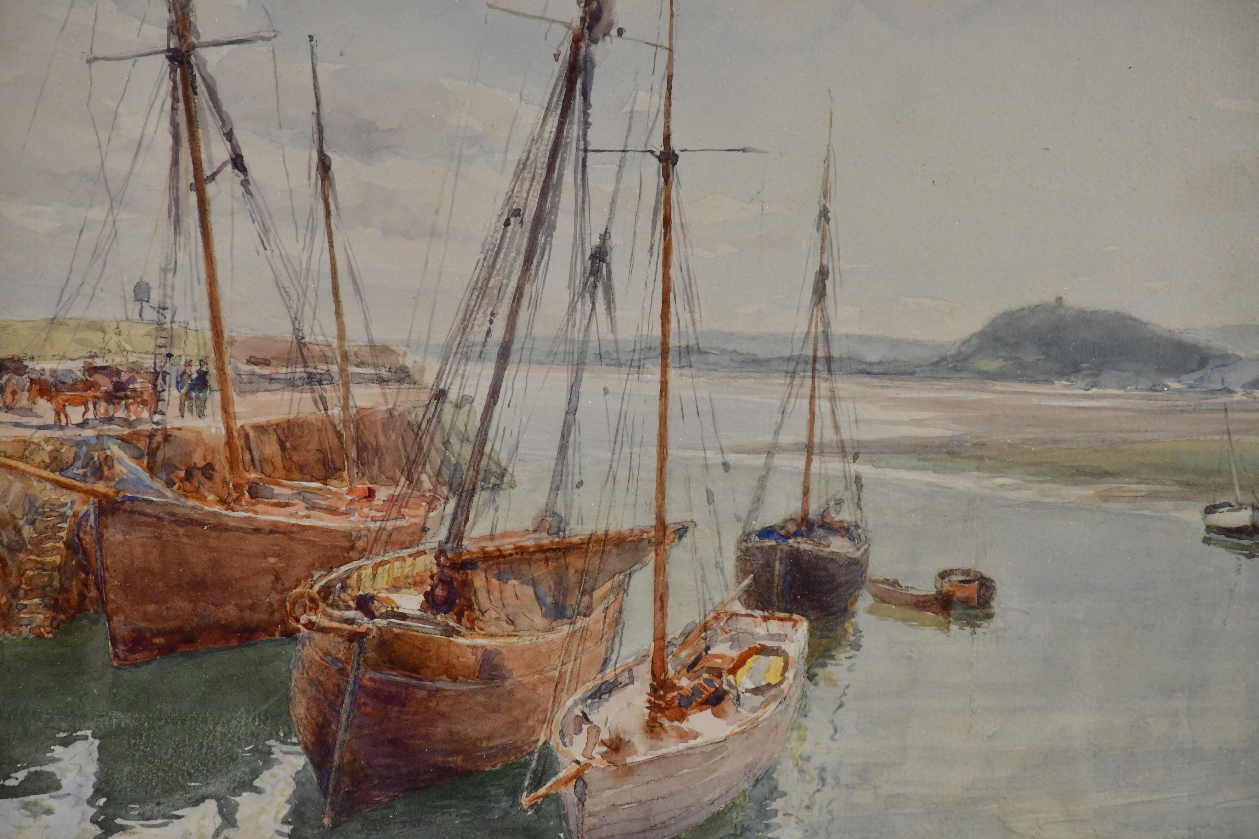 Lot 1813 - HENRY JARVIS; watercolour, moored boats,