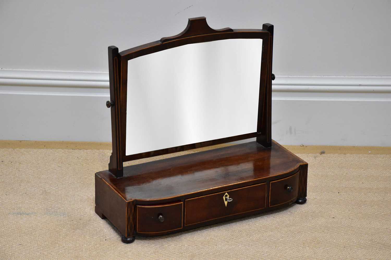 Lot 206 - A William IV inlaid mahogany toilet mirror,
