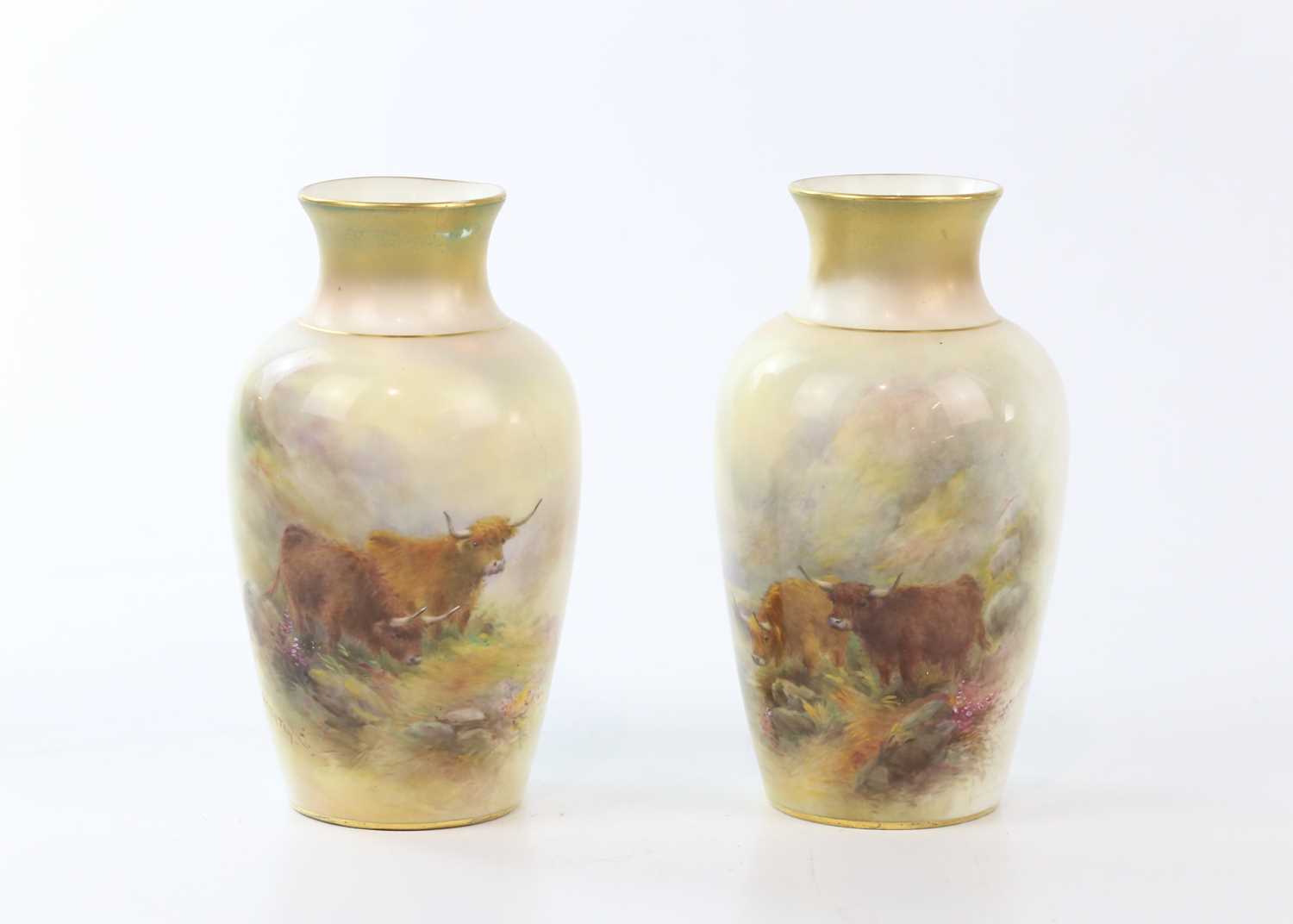 Lot 1336 - HARRY STINTON FOR ROYAL WORCESTER; a pair