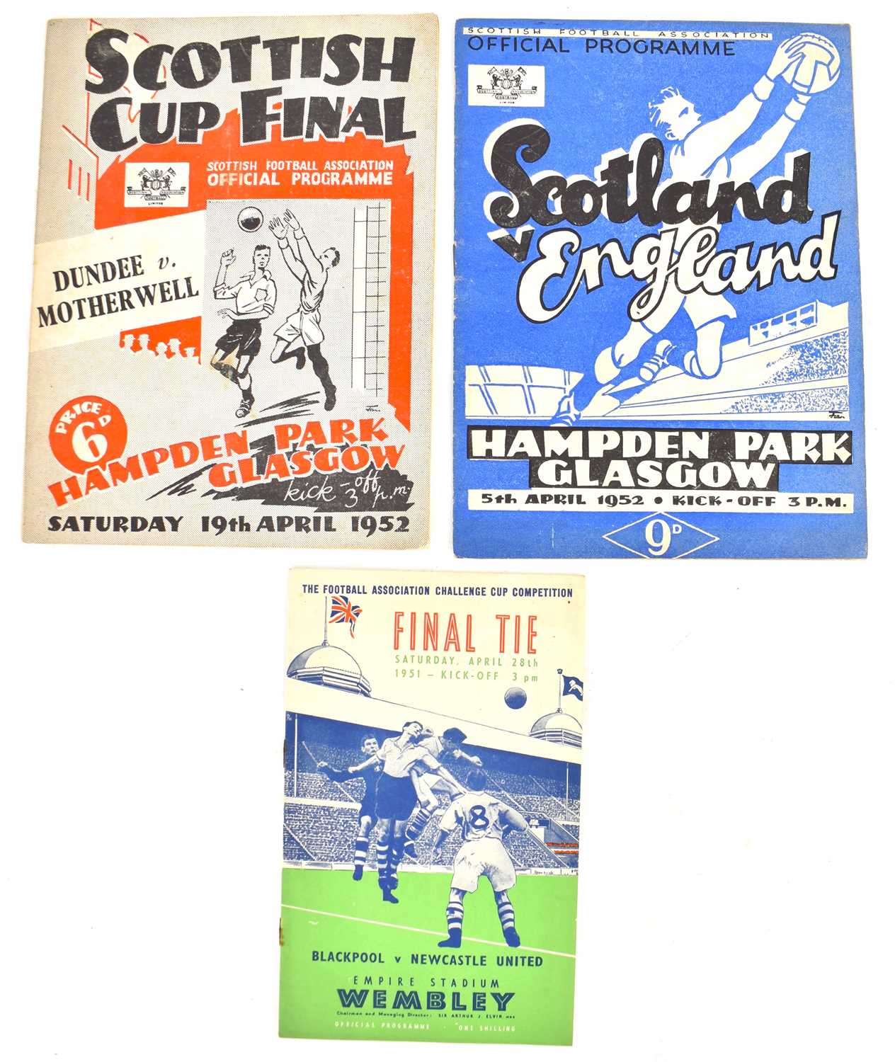 Lot 821 - Three 1950s football programmes comprising