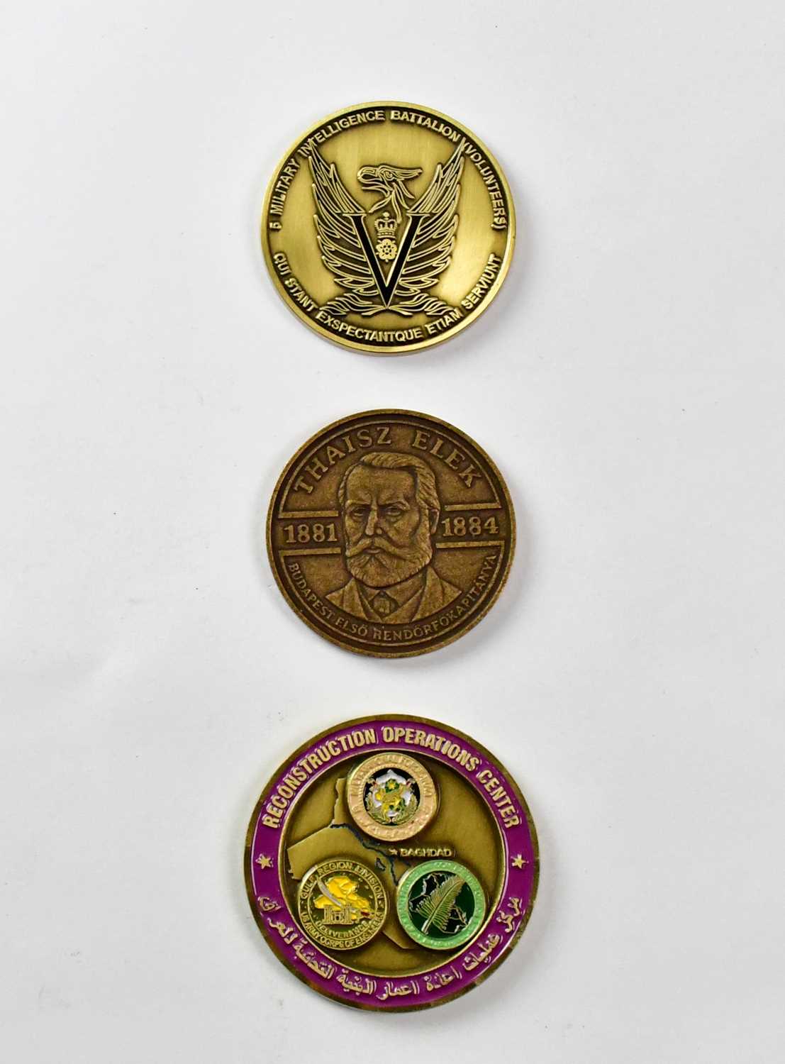 Lot 581 - Three military themed commemorative tokens,
