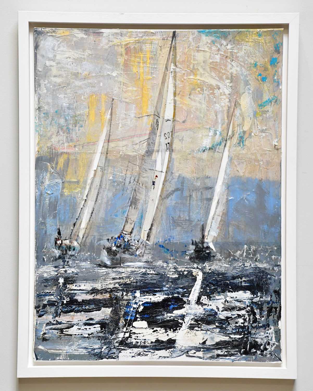 Lot 1613 - GILL STORR; mixed media on canvas, 'Just