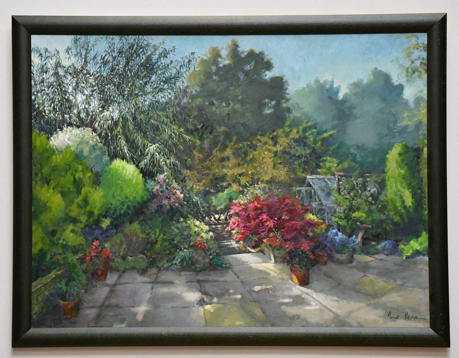 Lot 423 - JUNE BEVAN; oil on board, 'The Garden in