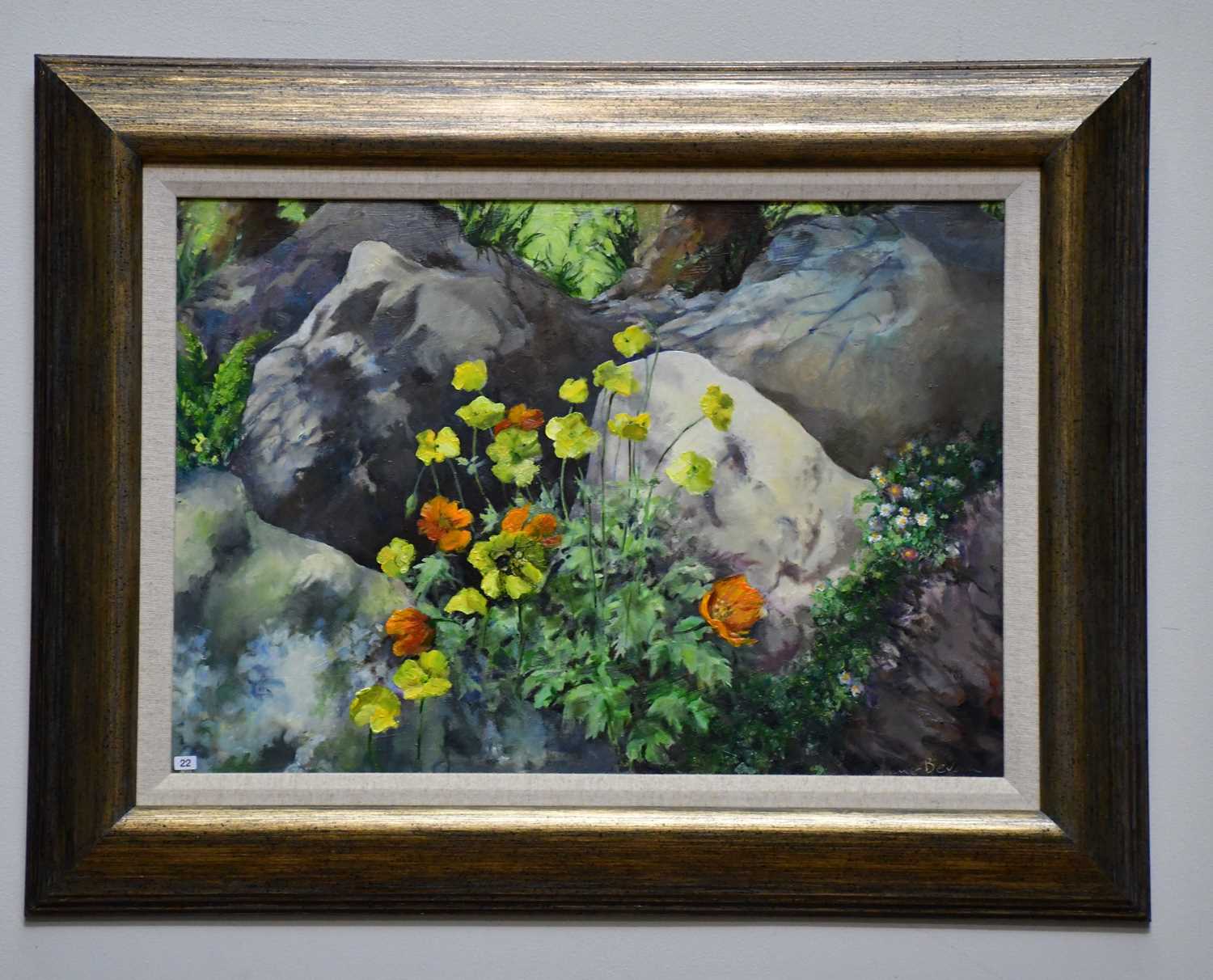 Lot 374 - JUNE BEVAN; oil on board, 'Wild Poppies,