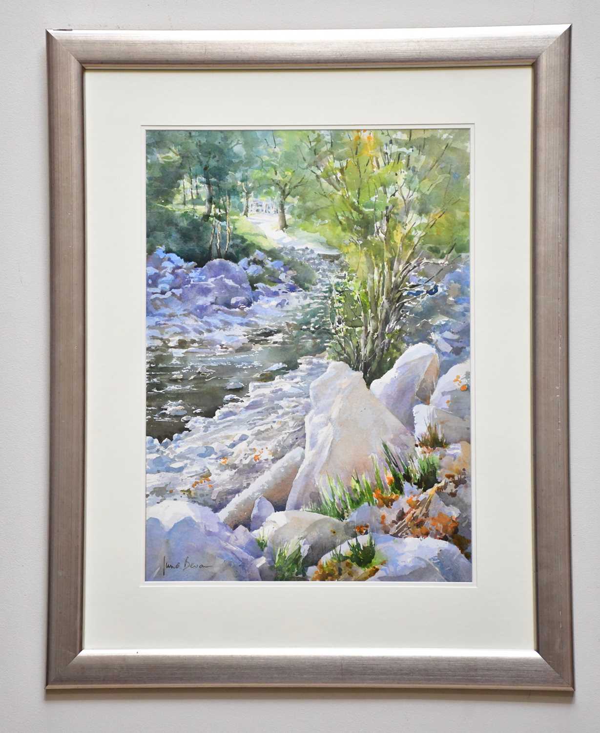 Lot 361 - JUNE BEVAN; watercolour, 'The White Rock',