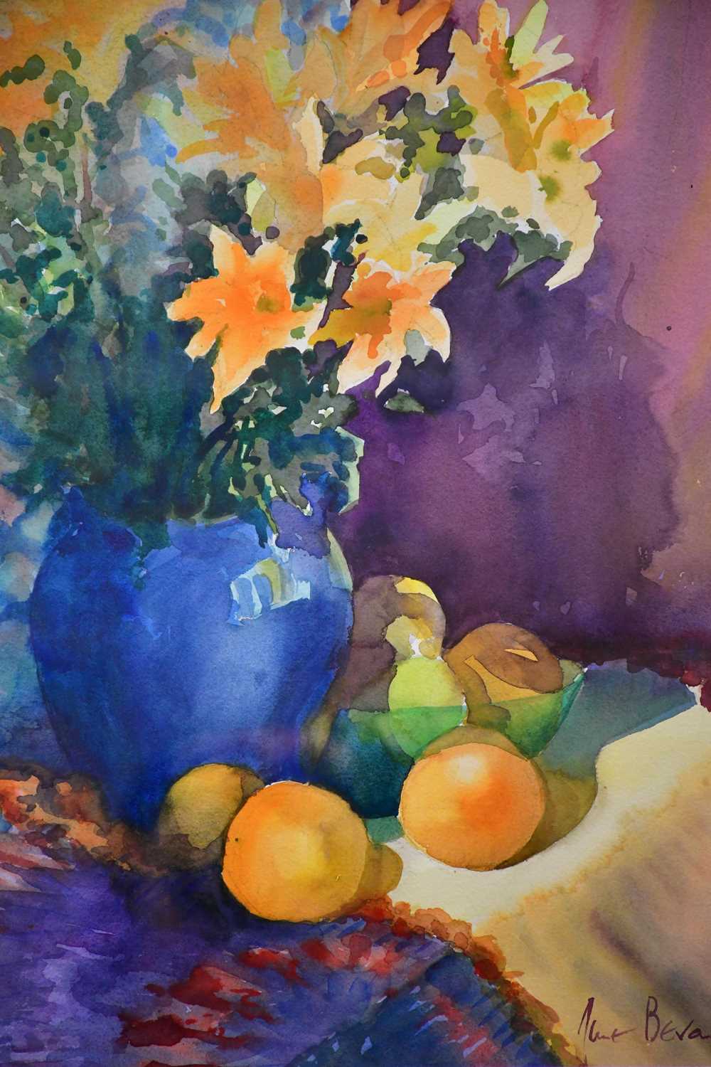 Lot 288 - JUNE BEVAN; watercolour, 'Yellow Lilies,