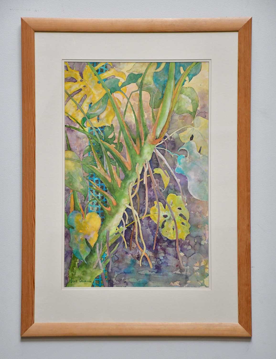 Lot 624 - JUNE BEVAN; watercolour, 'Wild Monstera