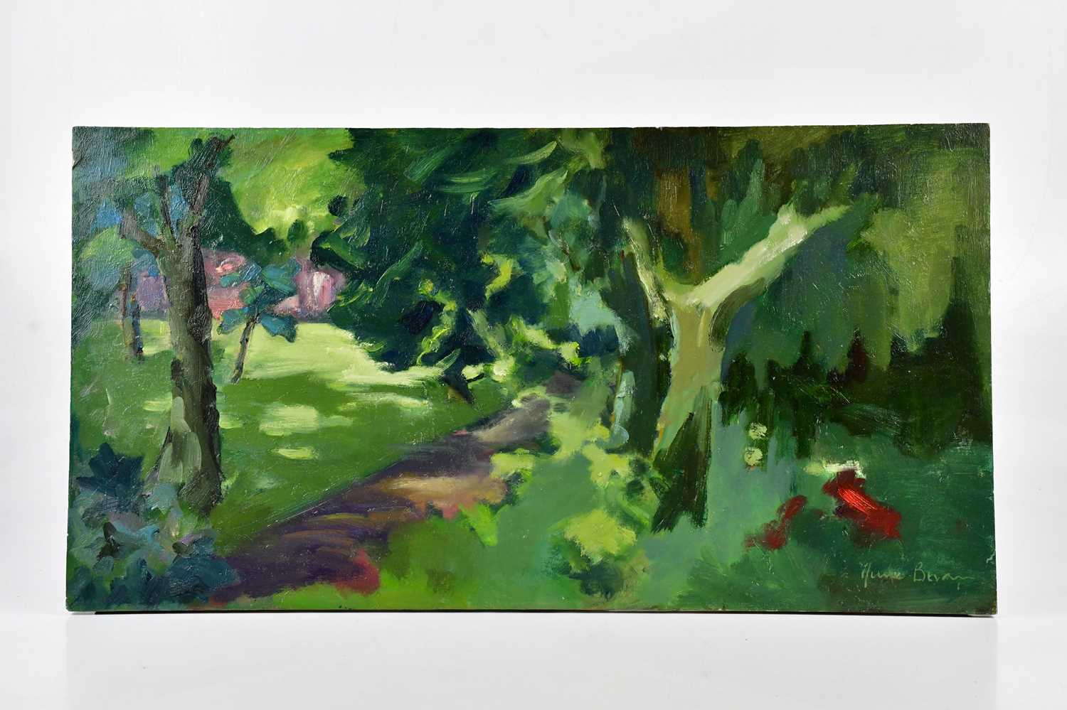 Lot 327 - JUNE BEVAN; oil on board, 'View from Window