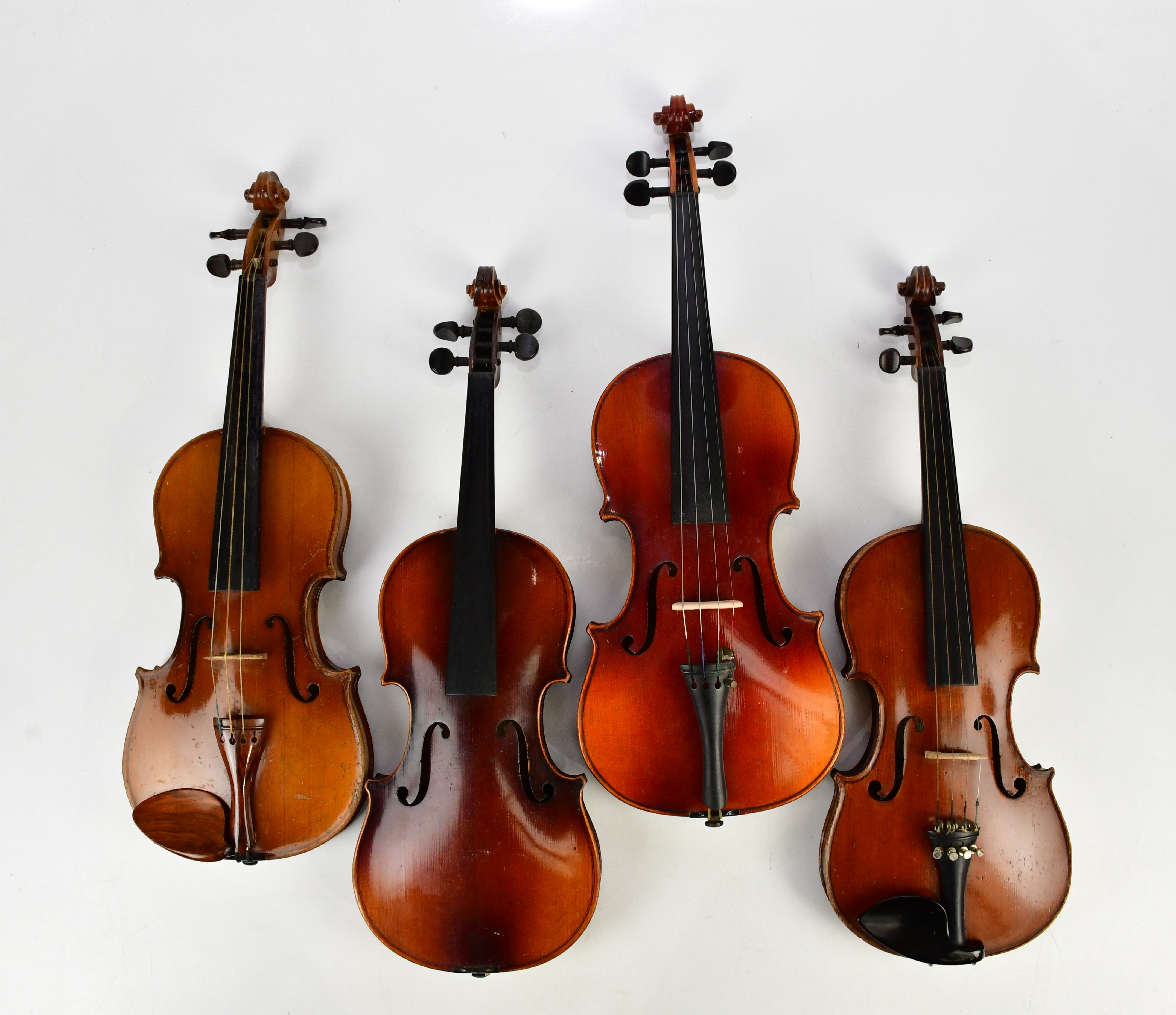 Lot 1044 - A three-quarter size violin, cased with two