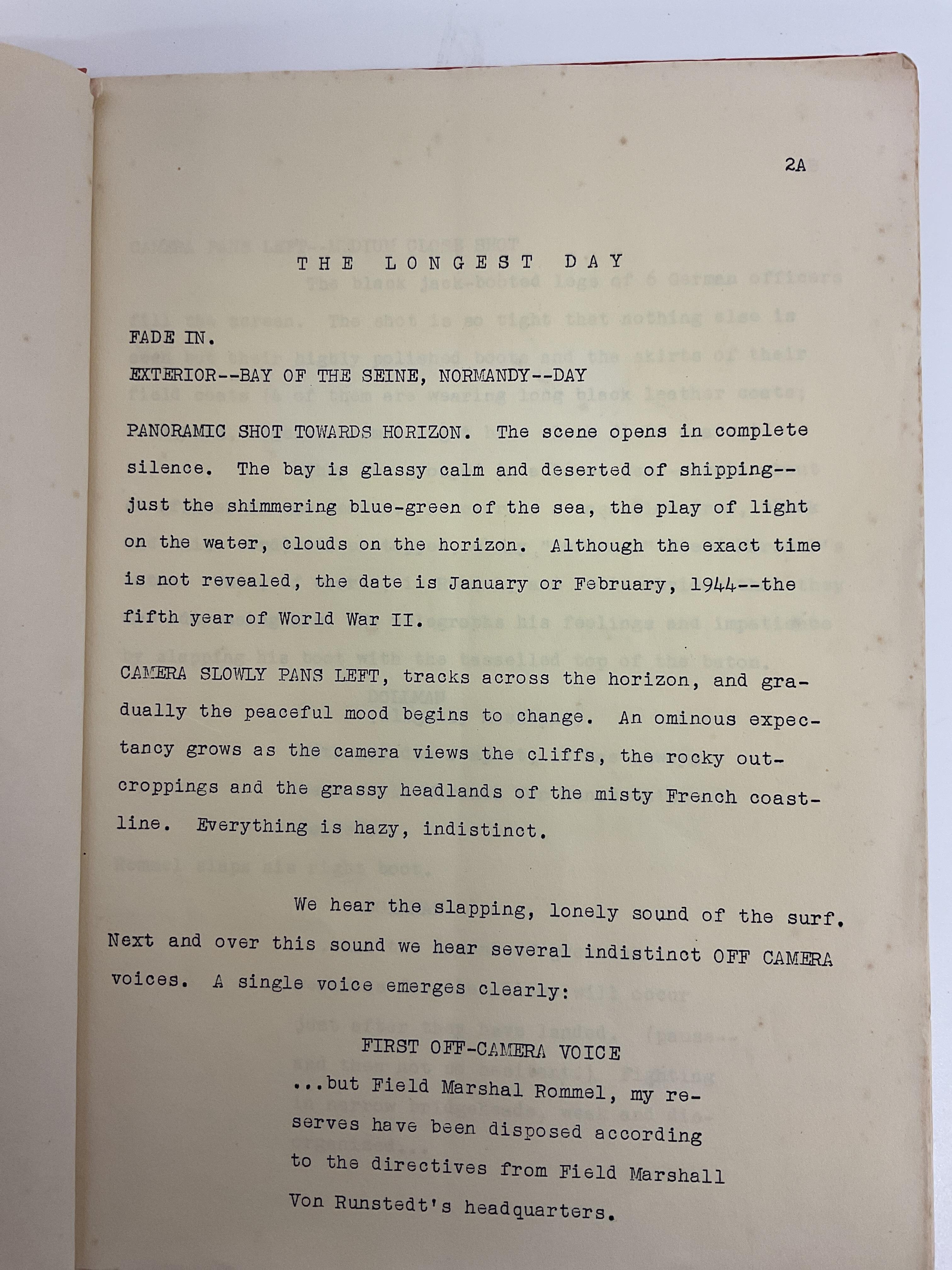 Lot 1888 - THE LONGEST DAY; a pre-script second