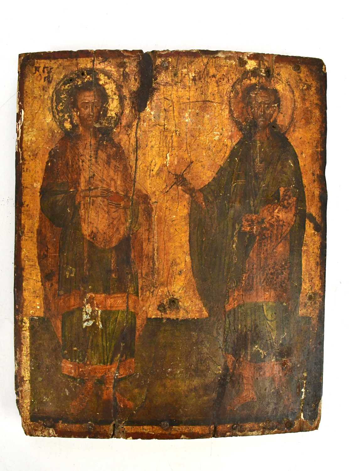 Lot 1517 - An orthodox icon depicting two male saints