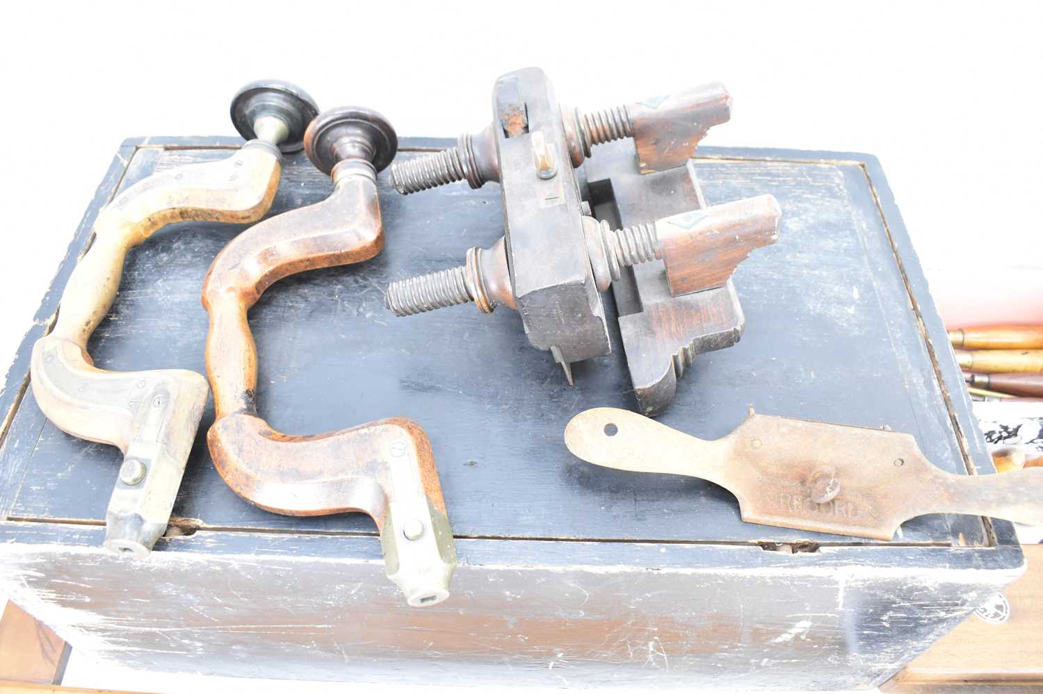 Lot 373 - A wooden toolmaker's chest with internal