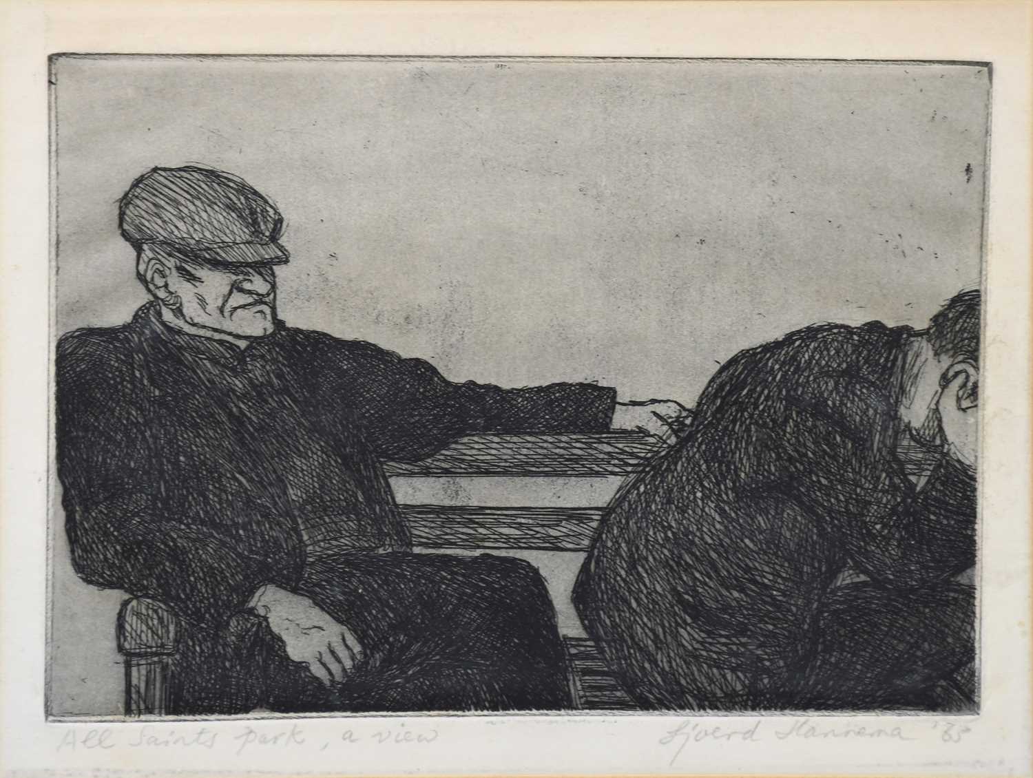 Lot 1143 - SJOERD HANNEMA; etching, ‘All Saints Park,