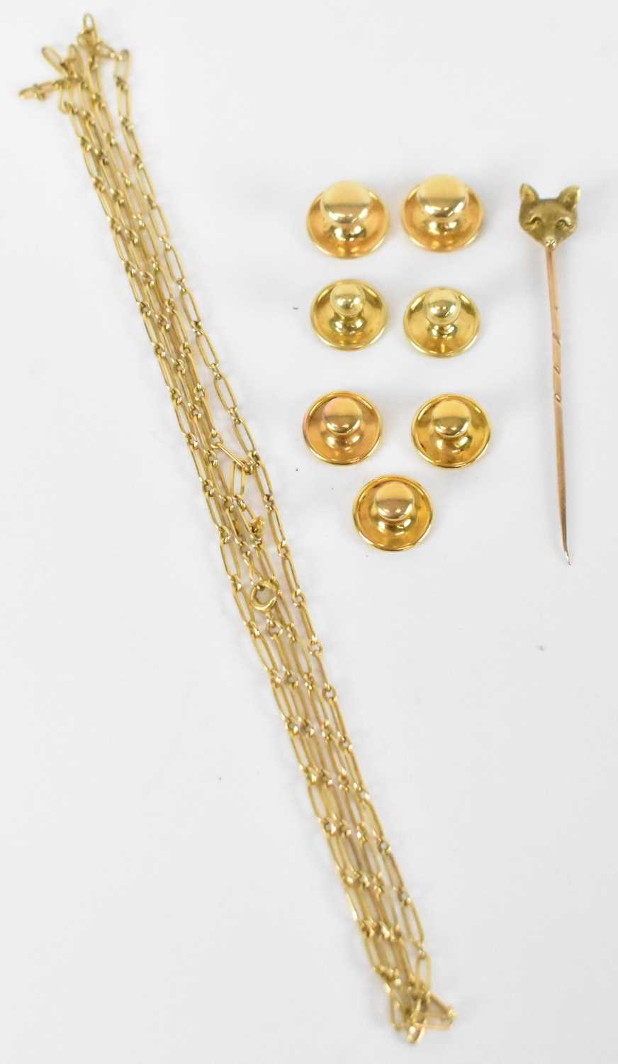 Lot 1286 - Two pairs of 9ct yellow gold dress studs,