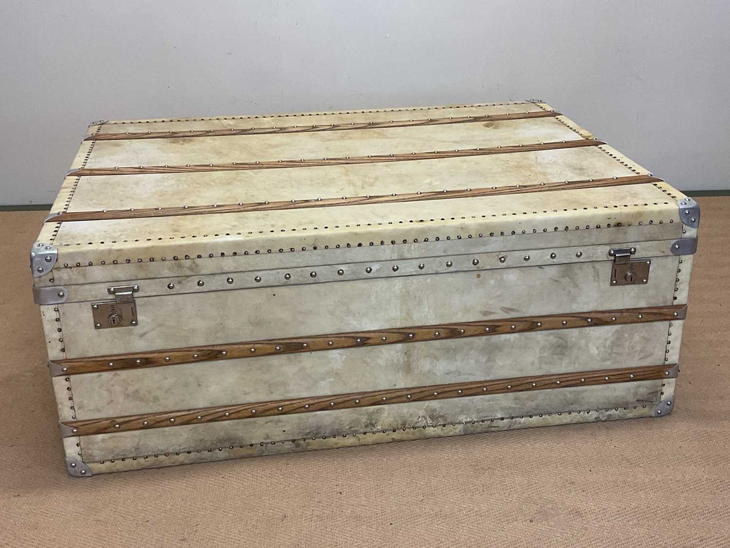 Lot 44 - An early 20th century vellum trunk, beech
