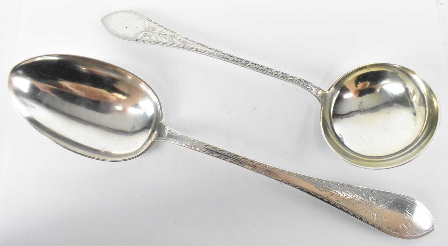 Lot 1134 - A large Danish silver serving spoon stamped