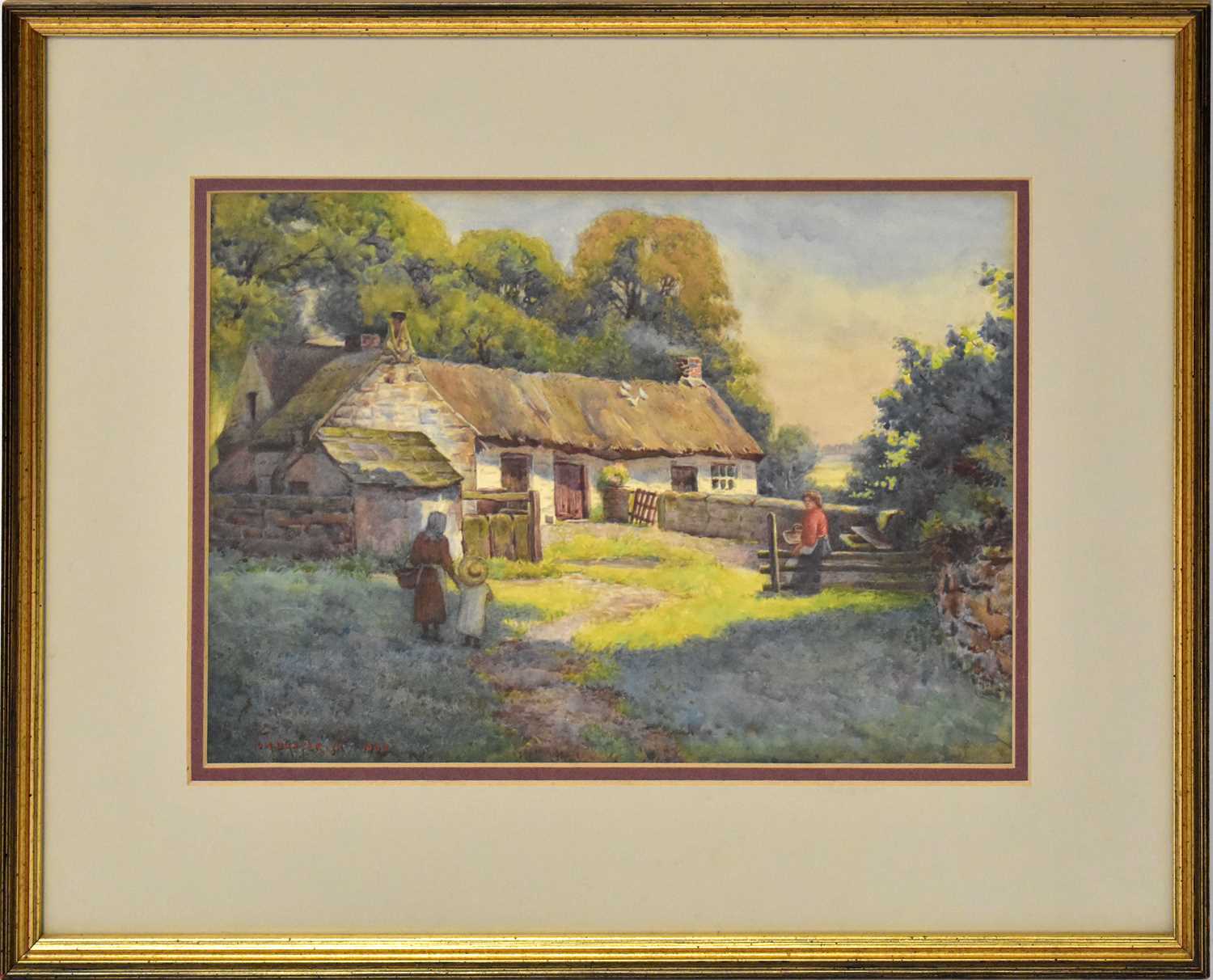 Lot 774 - D. A. BAXTER JR; watercolour, thatched farm