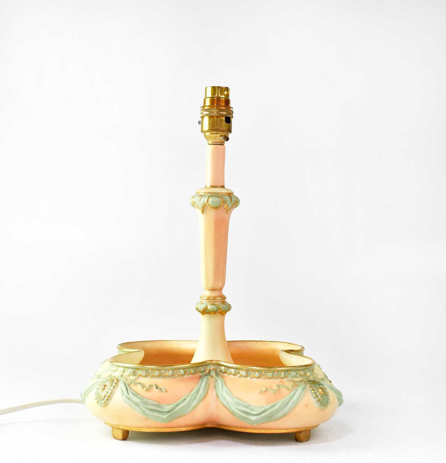 Lot 351 - ROYAL WORCESTER; a blush ware lamp with