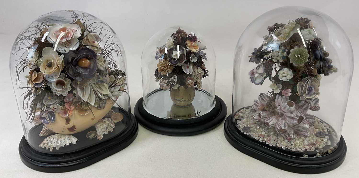 Lot 3 - Three Victorian style detailed shell displays,