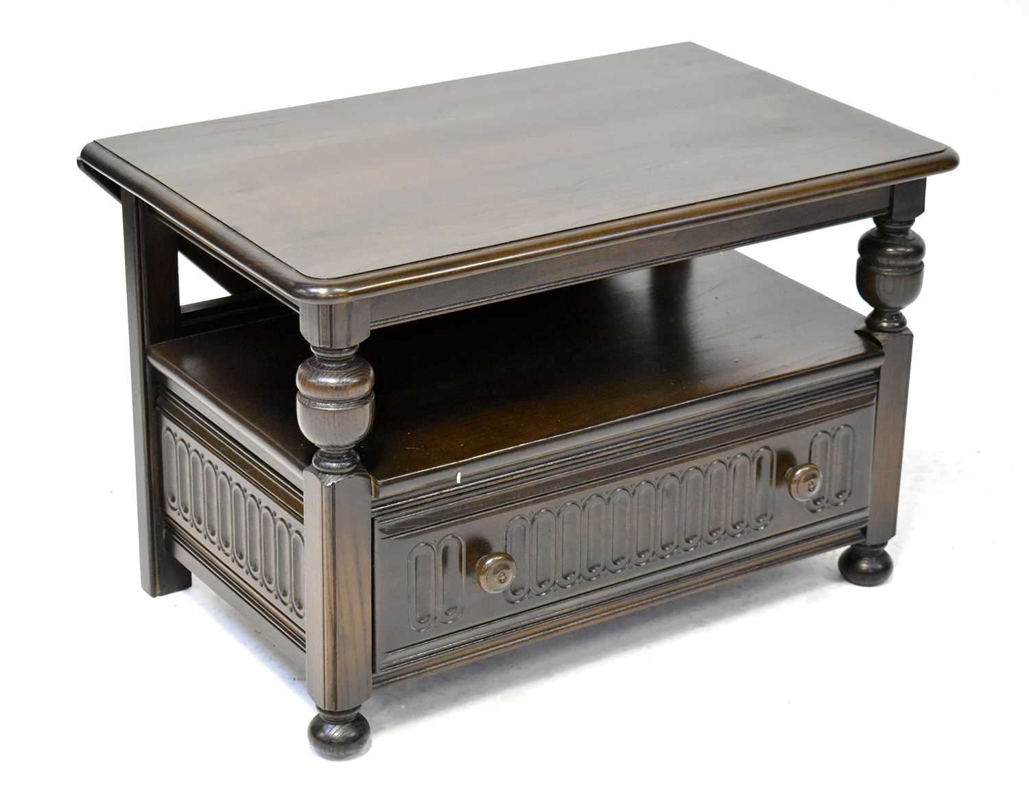 Lot 3 - ERCOL; a dark elm occasional table with