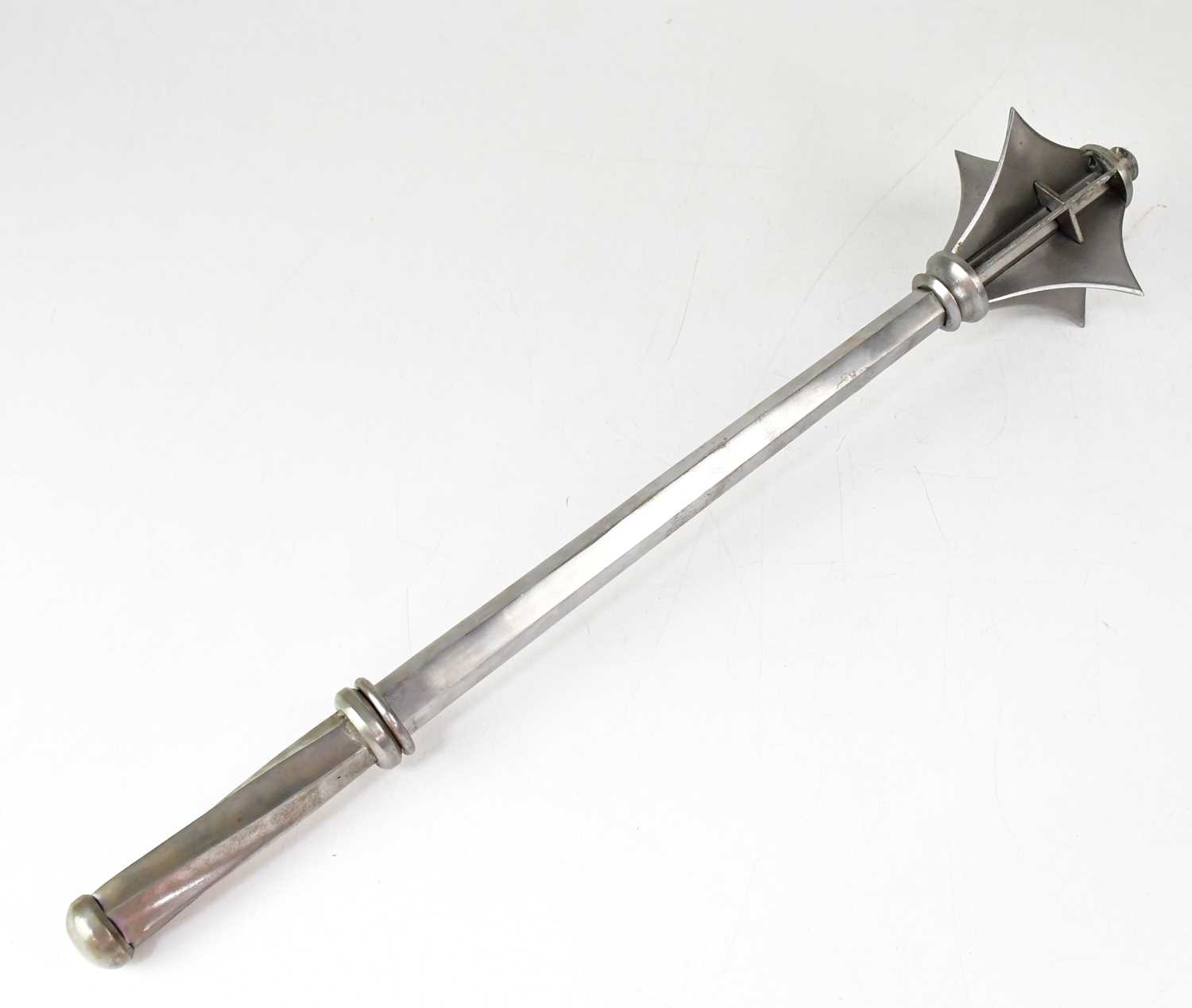 Lot 398 - RAVEN FORGE; a steel mace with six small