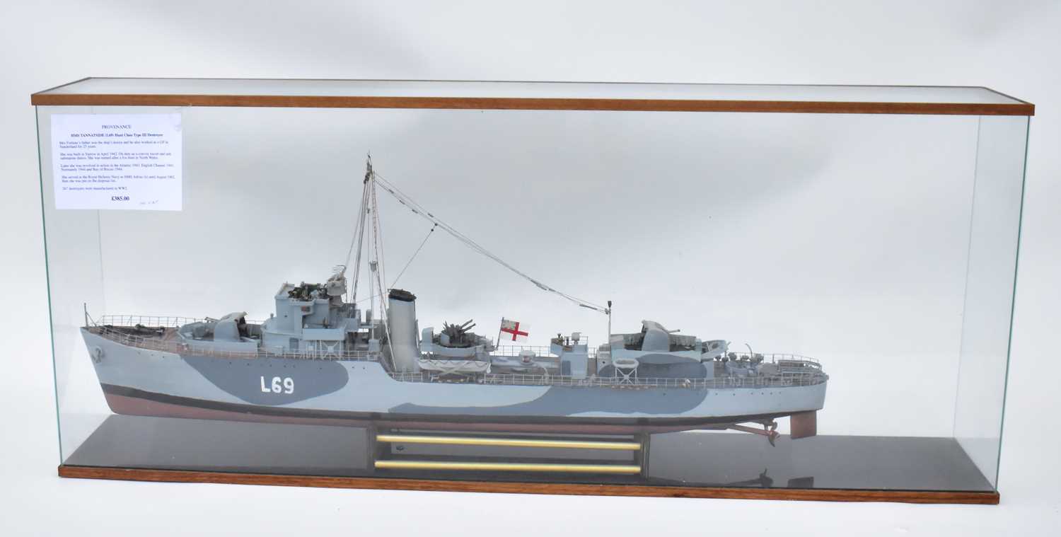 Lot 409 - HMS TANNATSIDE L69; a glass cased model hunt