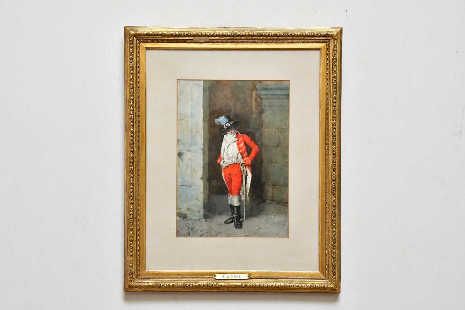 Lot 1674 - GUSTAVO SIMONI; watercolour, 'The Sentinal',