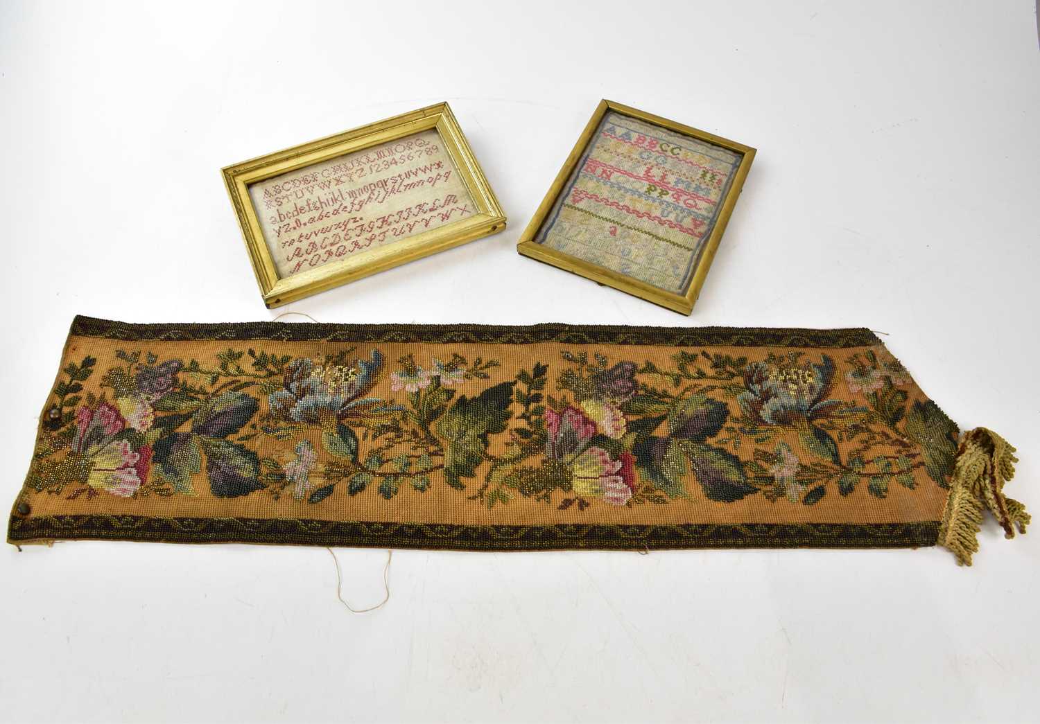Lot 1556 - Two small alphabet samplers, both approx 23