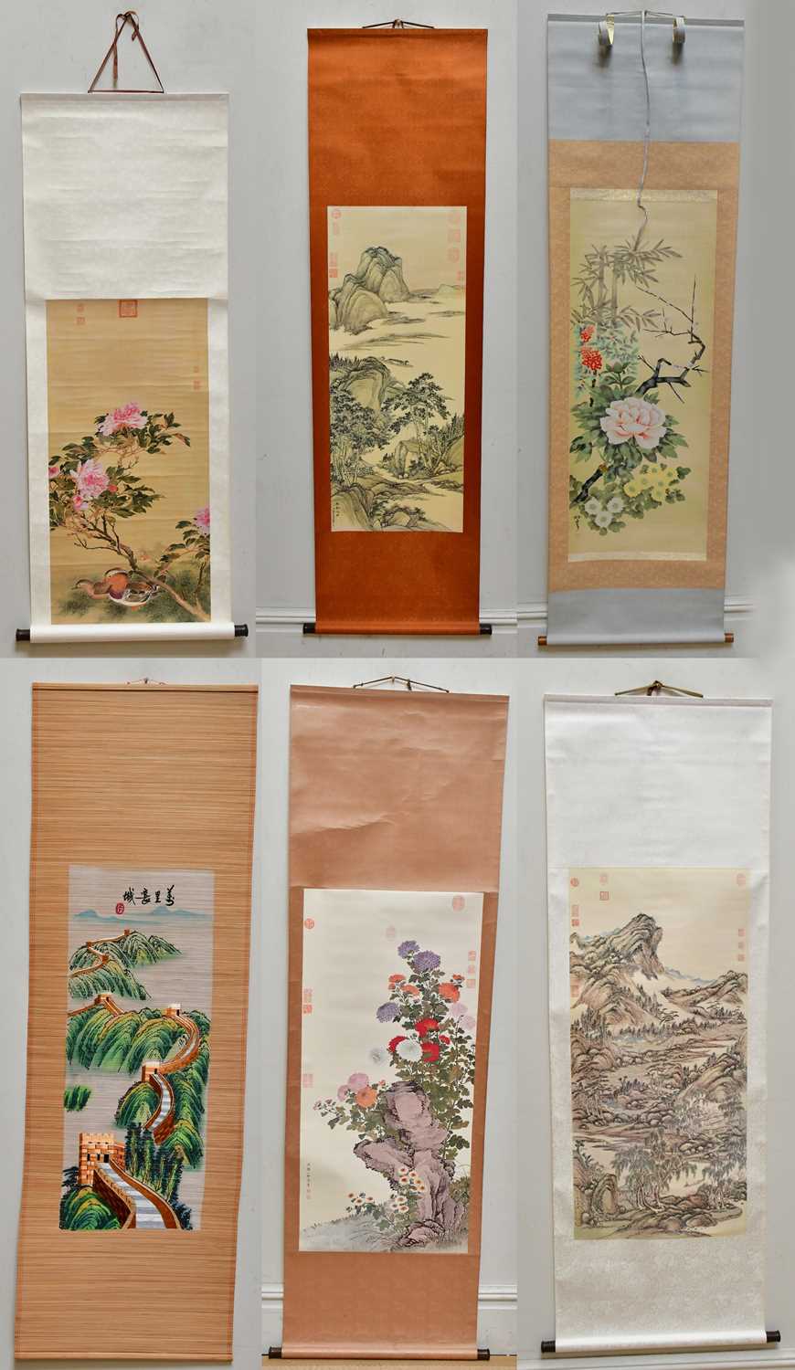 Lot 2741 - Six modern Chinese scroll pictures and a