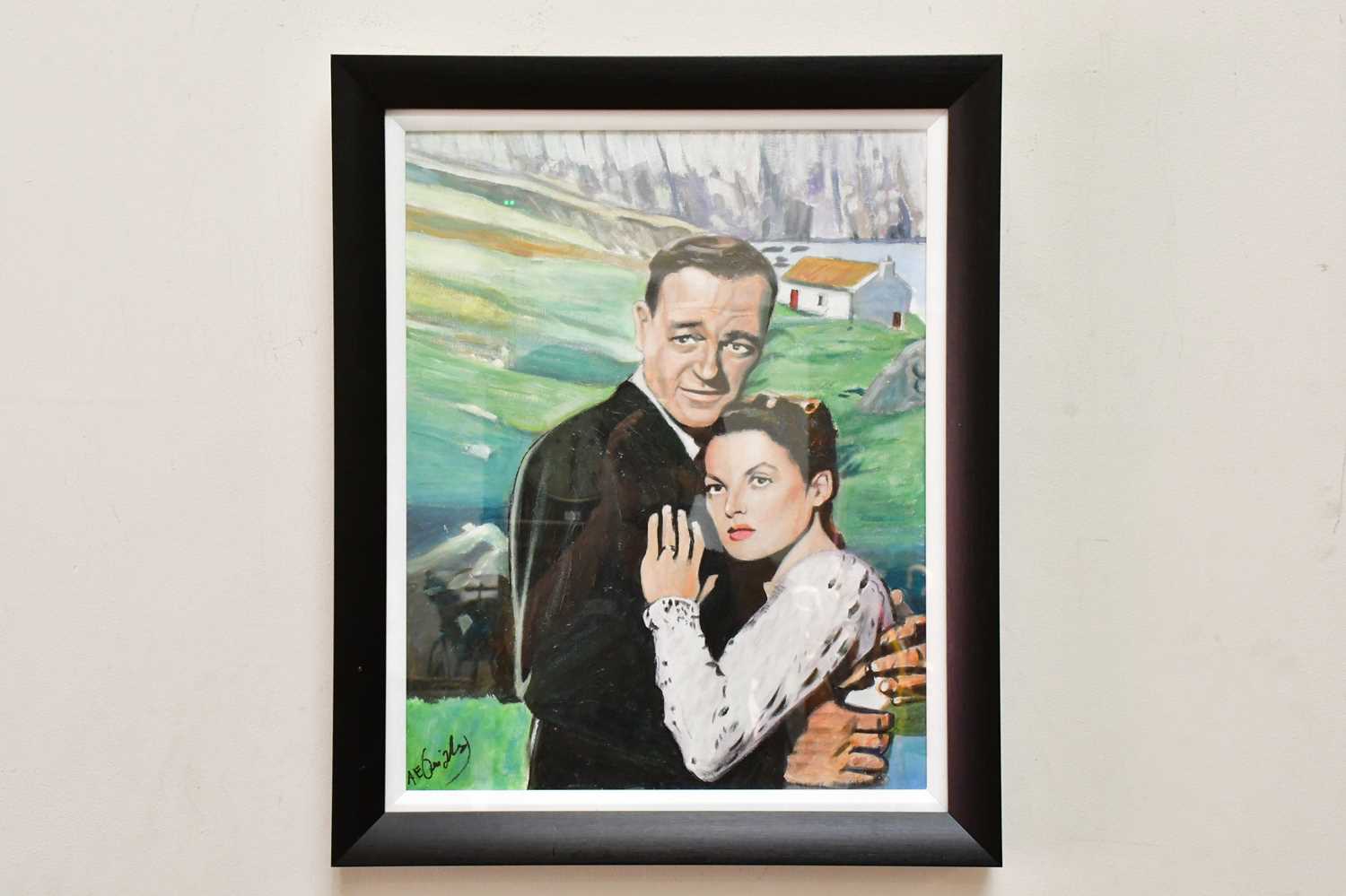 Lot 1783 - ALAN QUIGLEY; oil on canvas, John Wayne and