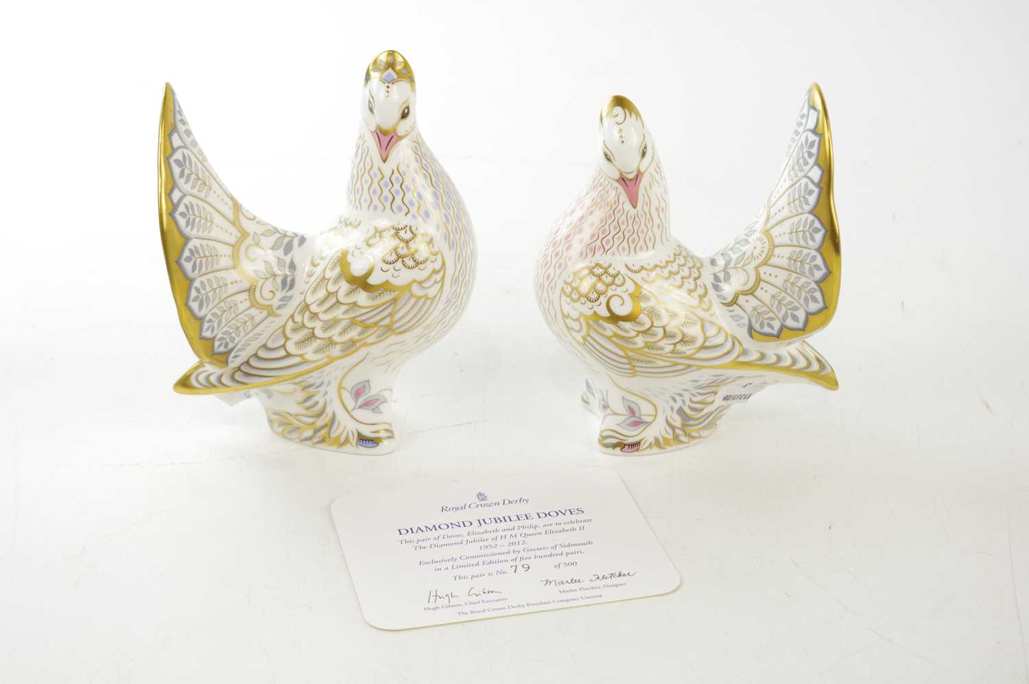 Lot 2814 - ROYAL CROWN DERBY; a pair of Royal Doves,