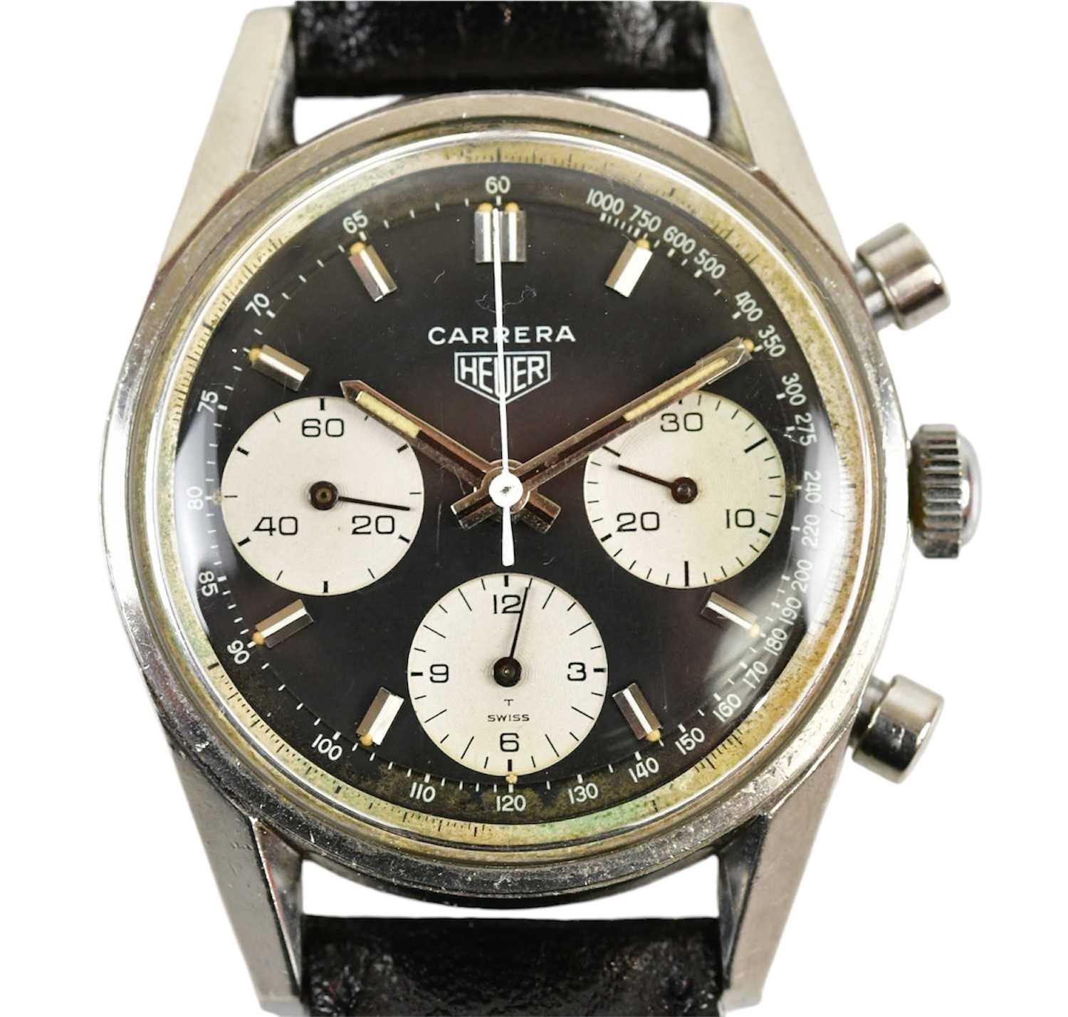 Lot 1810 - HEUER; a rare vintage gentleman's stainless